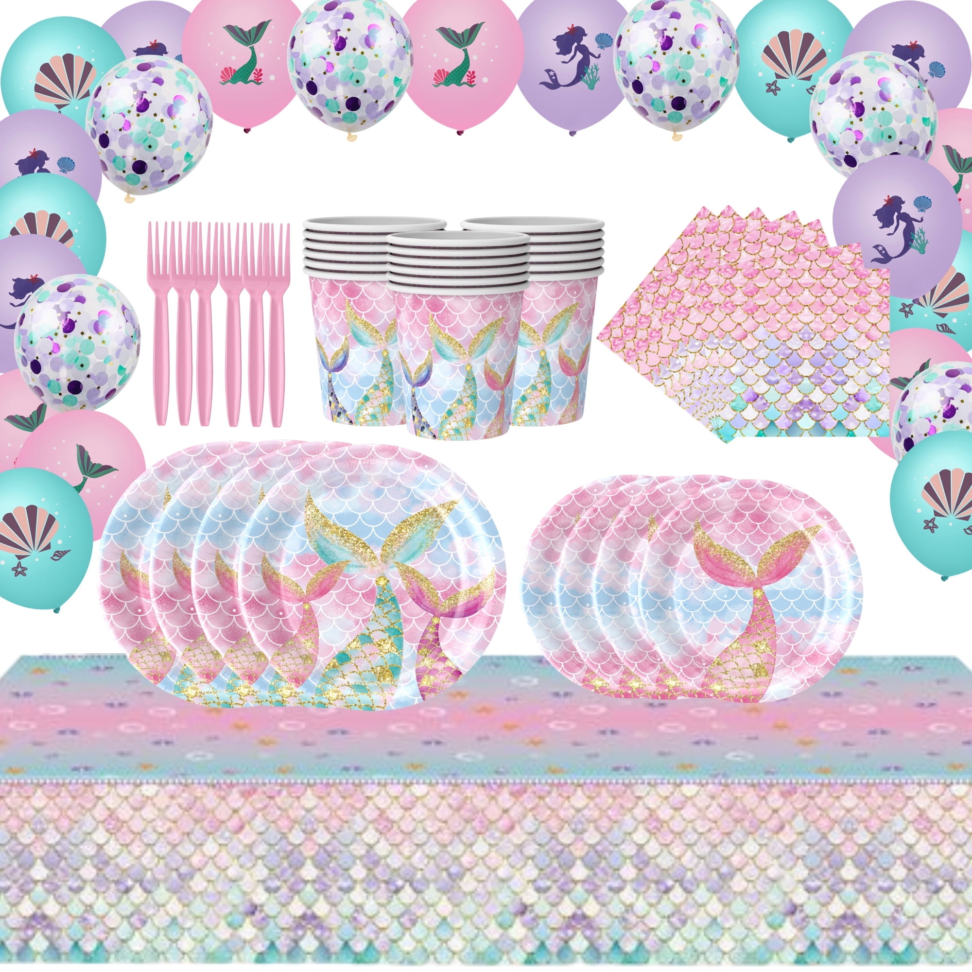 146 Pieces Mermaid Party Supplies, Paper Plates, Napkins, Cups and ...