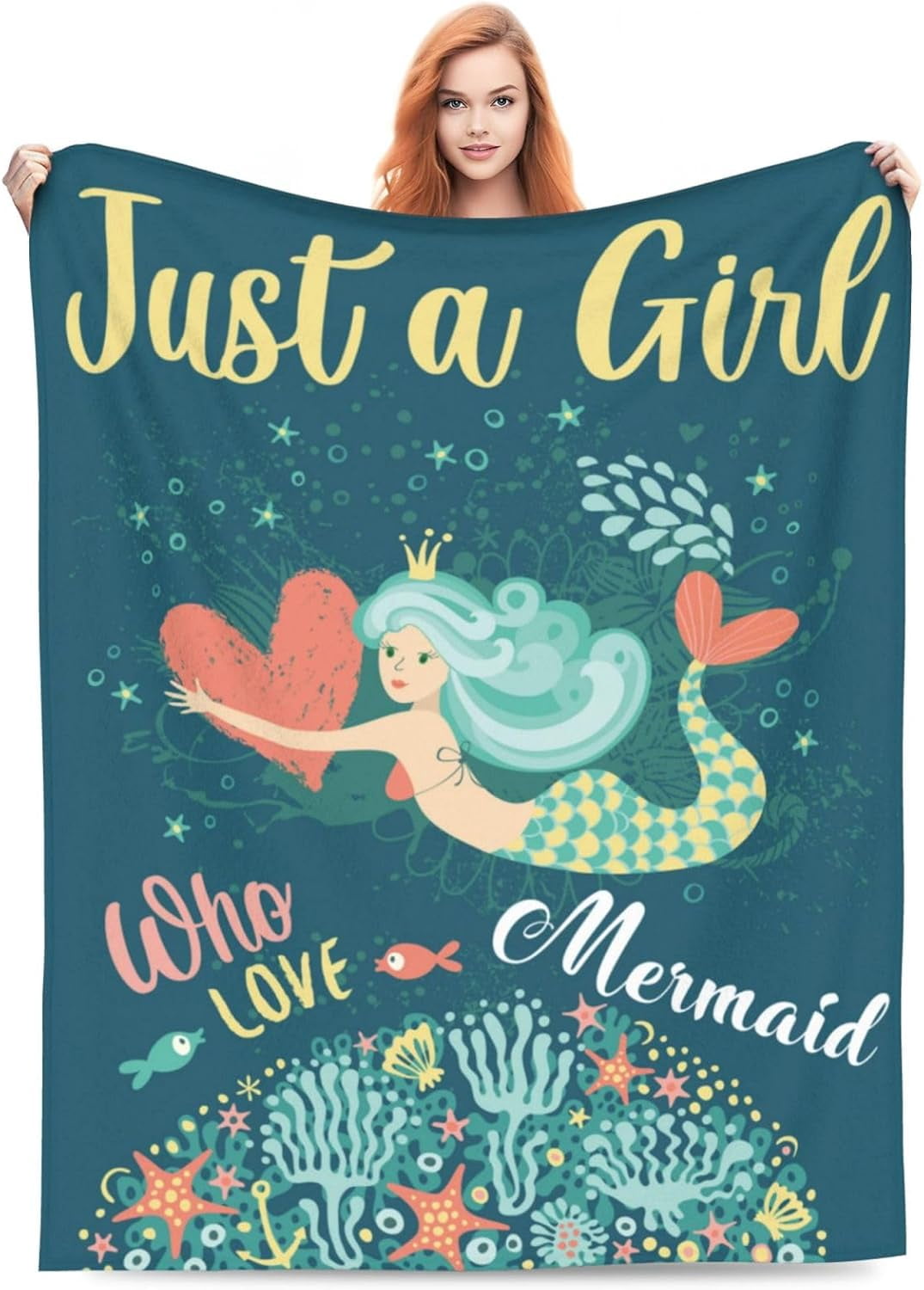 Mermaid Throw Blanket Just A Girl Who Loves Mermaids Ultra Soft Cozy ...