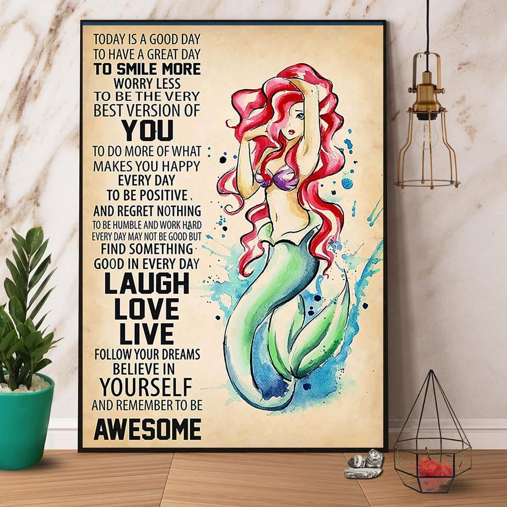 Mermaid Today Is Good Day Laugh Love Live Paper Poster No Frame Matte ...