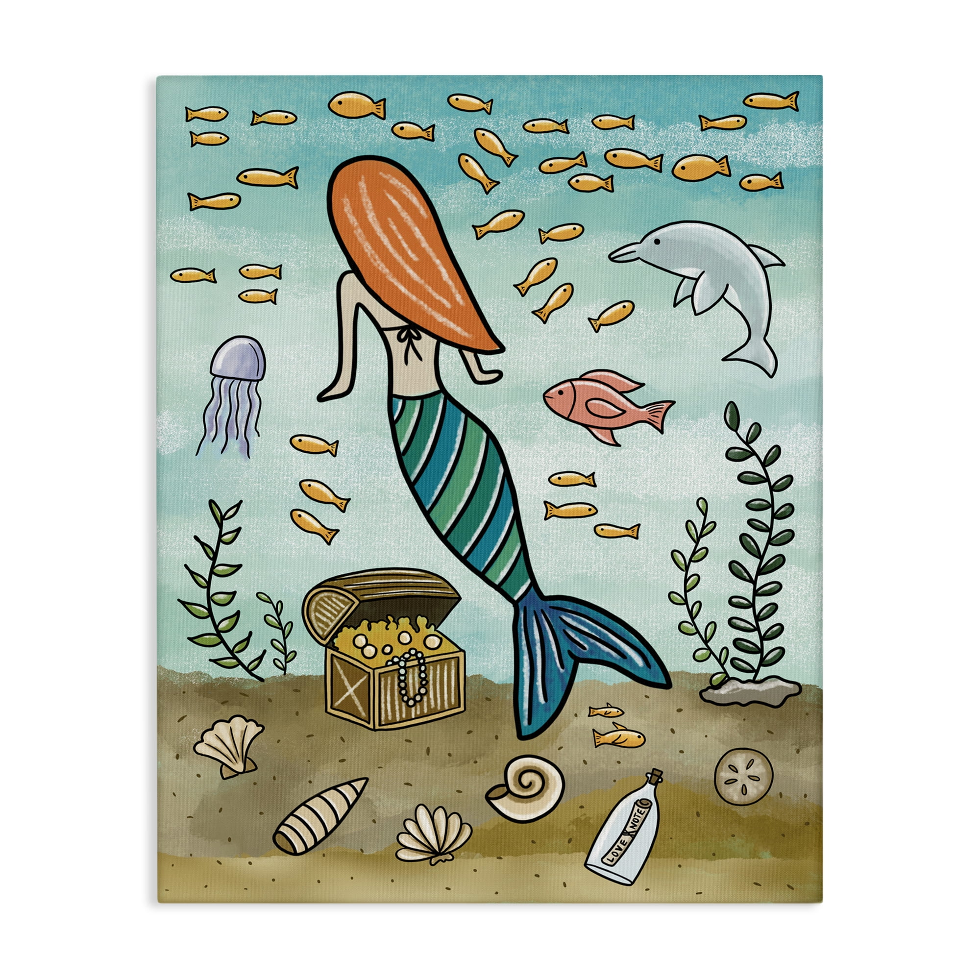 Mermaid Treasure Love Note Canvas Wall Art, design by Jennifer Stith ...