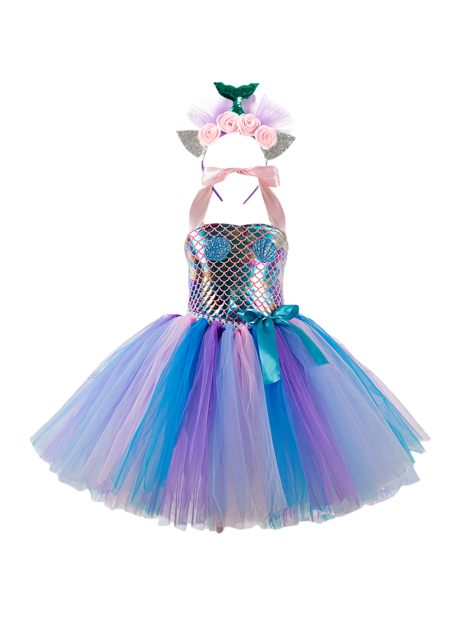 Mermaid Tulle Tutu Dress Girls Mermaid Birthday Party Princess Dress ...