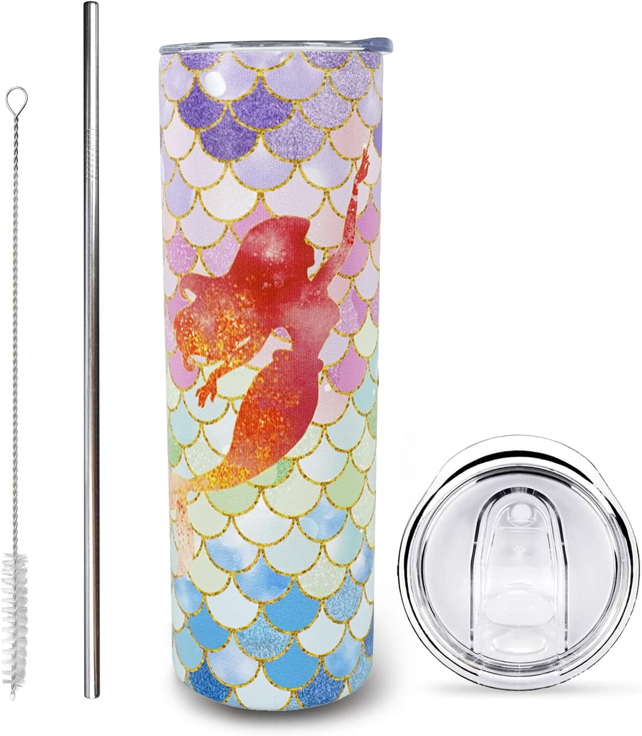 Mermaid Tumbler Mermaid Cup Mermaid Coffee Mug with Lid and Metal Straw ...