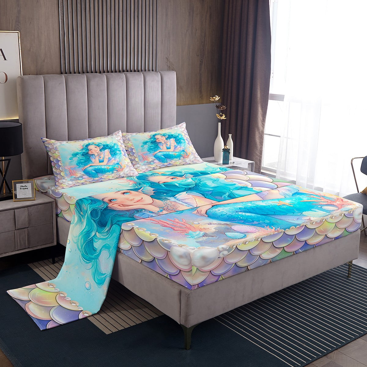 Mermaid Twin Bed Sheets Set for Girls Mermaid Sheet Set Blue Mermaid ...