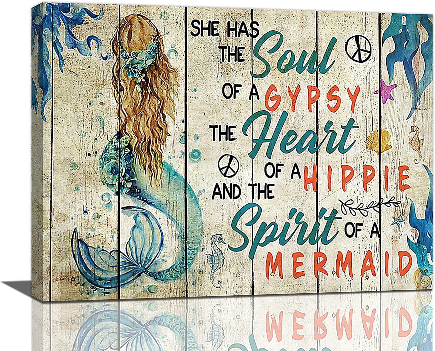 Mermaid Wall Art Motivational Mermaid Canvas Prints Painting Ocean ...