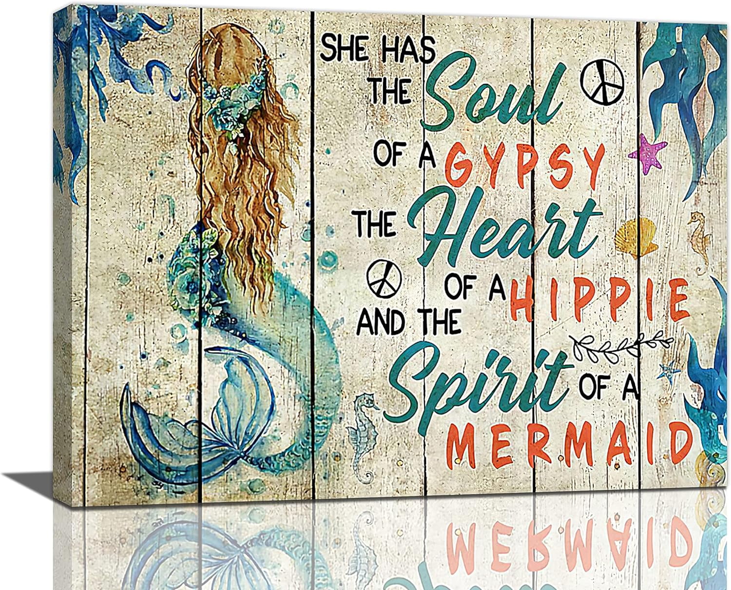 Mermaid Wall Art Motivational Mermaid Canvas Prints Painting Ocean ...