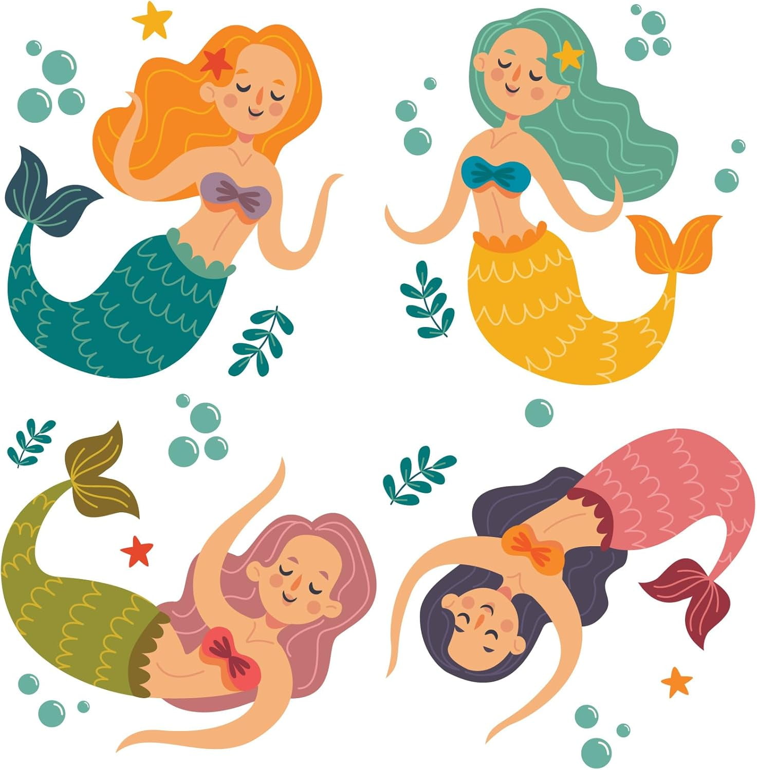 Mermaid Window Stickers Waterproof Summer Sea Decals to Save Birds from ...