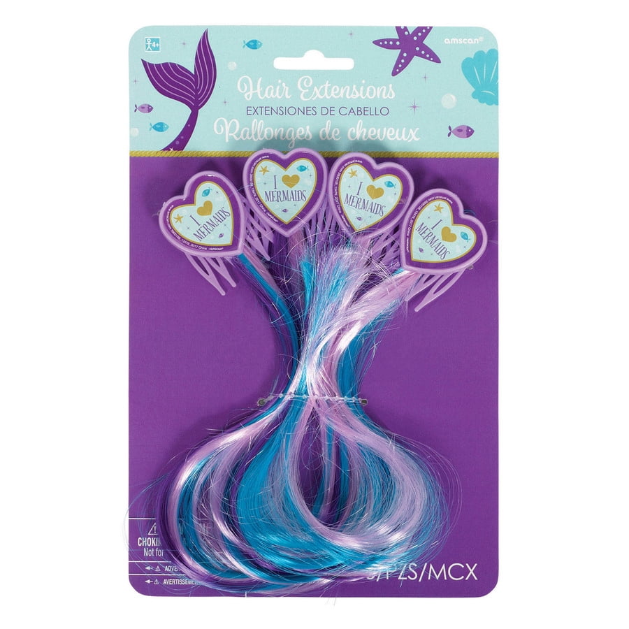 Mermaid Wishes Party Hair Extensions, Great for Girls, 4 Count ...