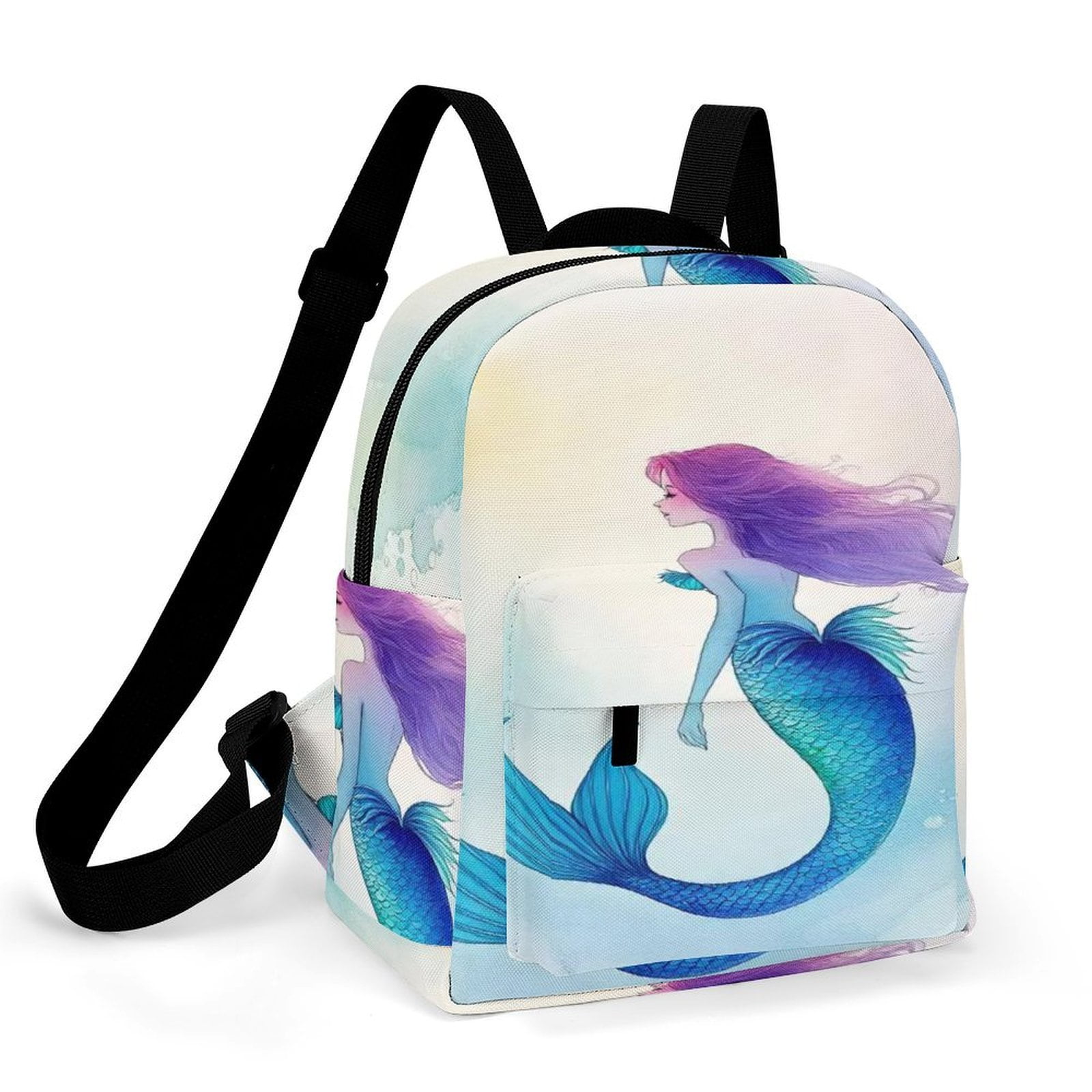 Mermaid With Long Cyan Hair Small Backpack Cute Mini Backpacks For ...