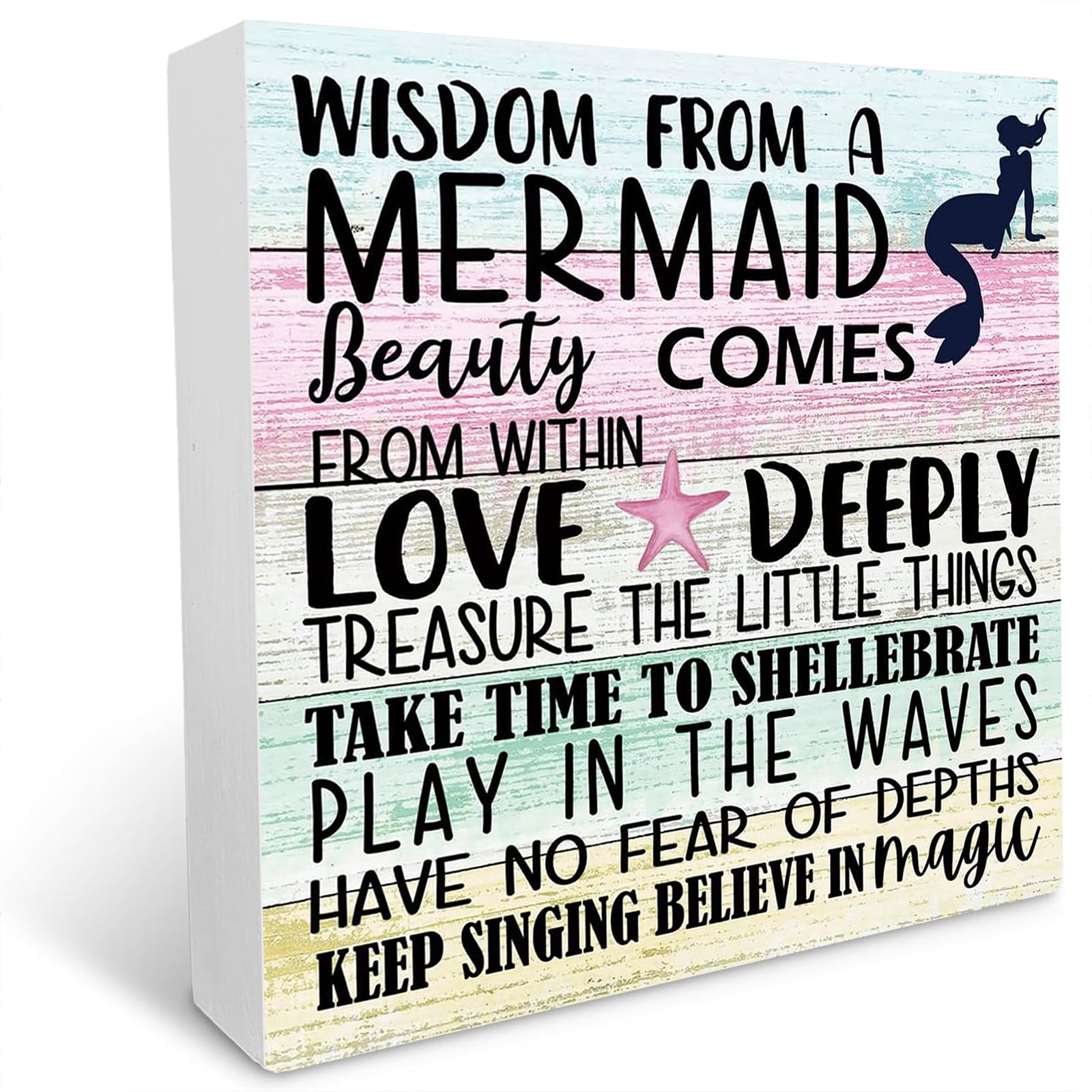 Mermaid Wood Sign, Wisdom From a Mermaid..., Wood Box Sign Desk Decor ...