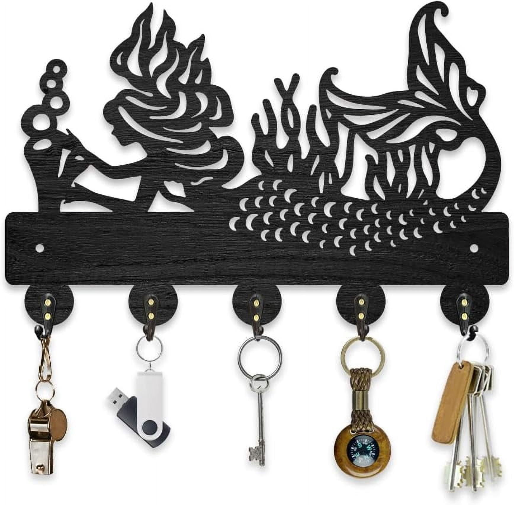 Mermaid Wooden Key Hook Ocean Theme Key Hanger 11.8x7.6 Decorative Key ...