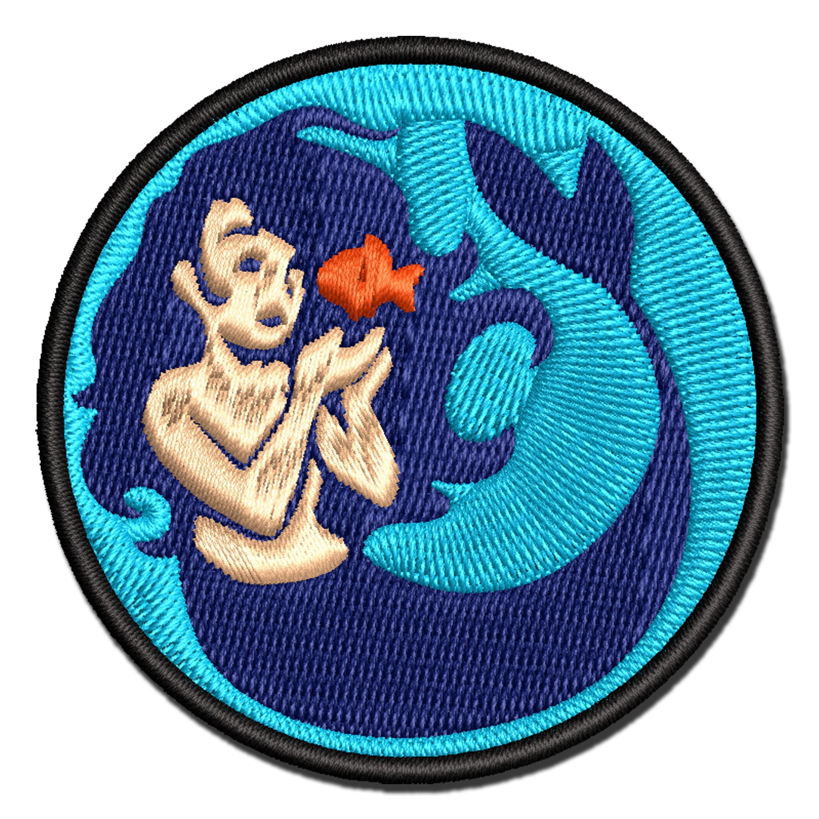 Mermaid and Fish Friend Applique Multi-Color Embroidered Hook & Loop ...