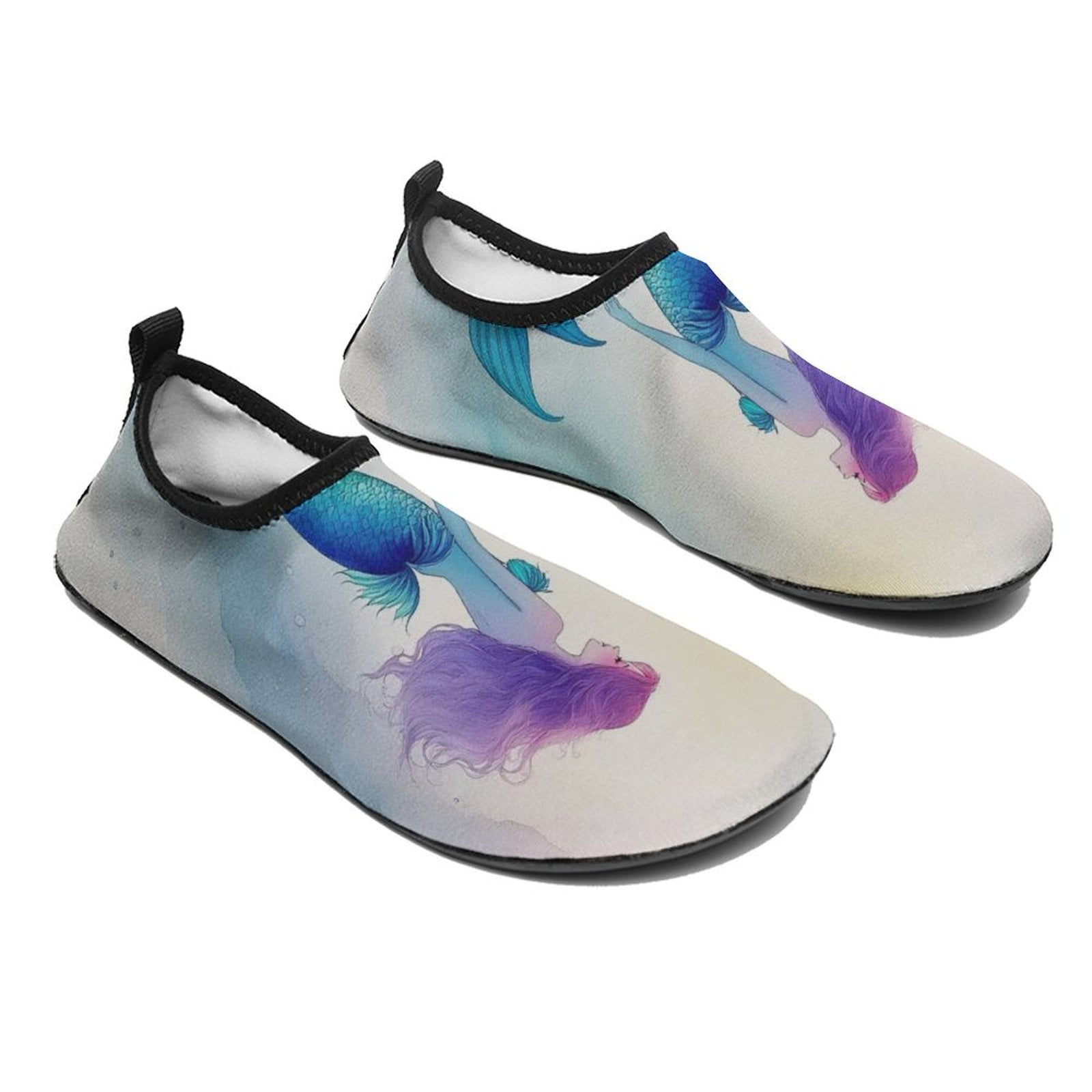 Mermaid with Long Cyan Hair Water Shoes Beach Slip-on Shoes for Men ...