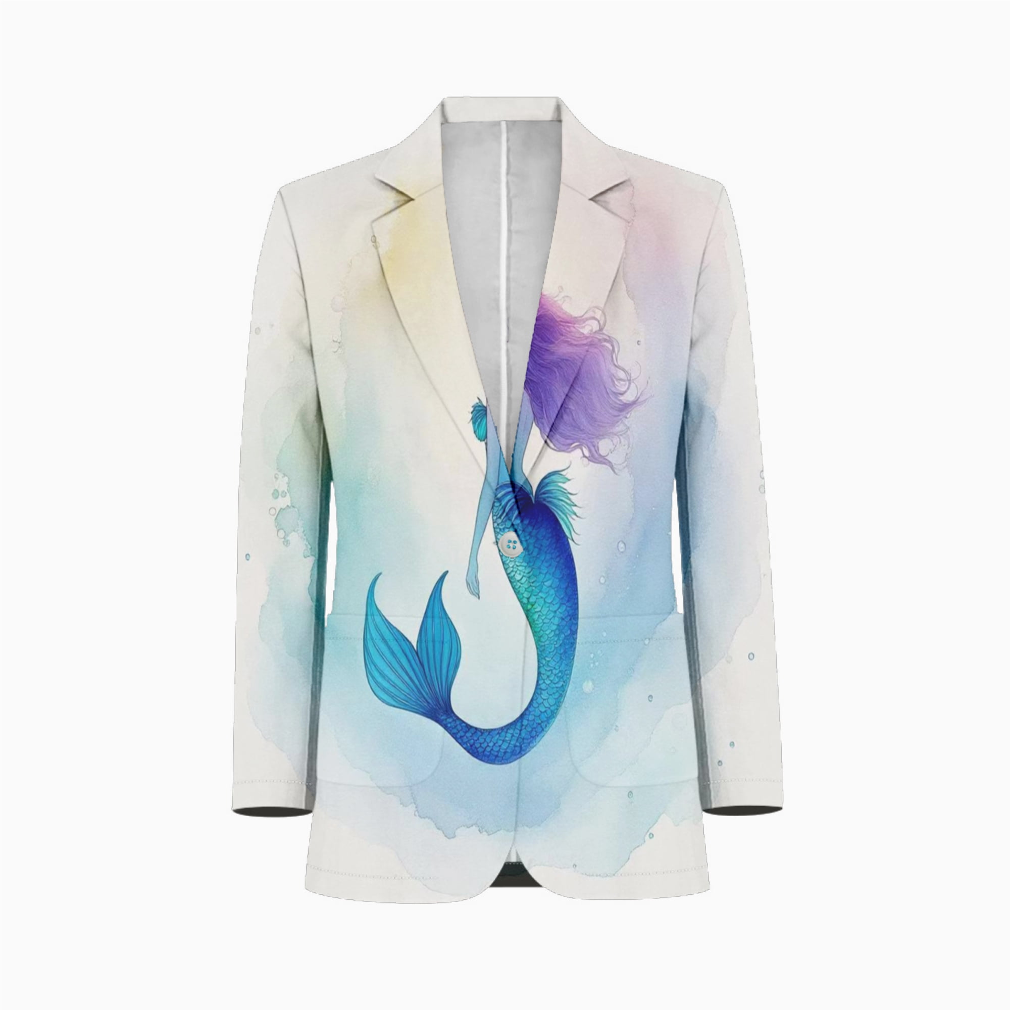 Mermaid with long cyan hair Mens Suits Shawl Collar Slim Fit Suit Mens ...