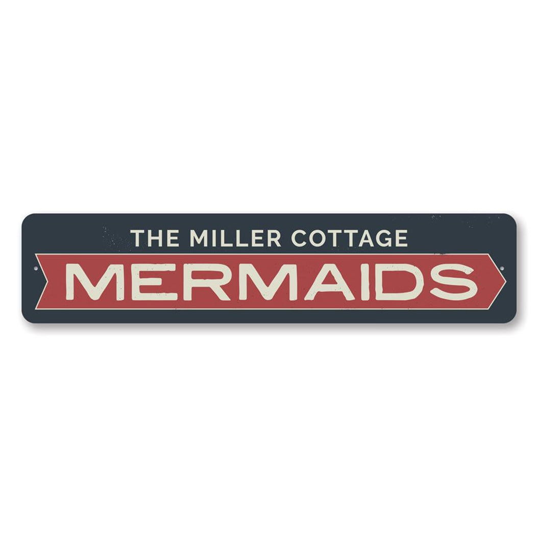 Mermaids Arrow Family Name Beach Cottage Sign Beach House Sign Beach ...