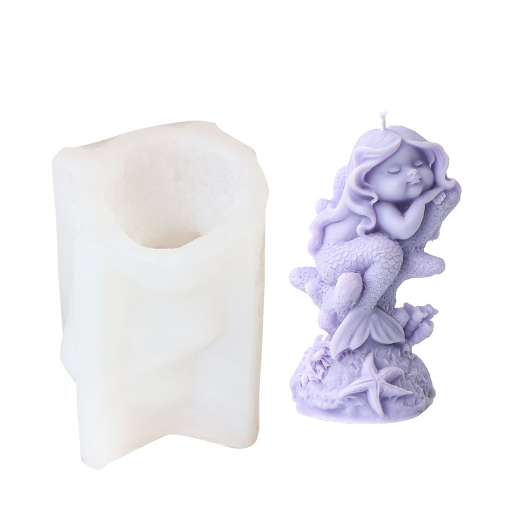 Mermaids Candle Silicone Mold DIY Handmade Soap Mold Sleep Girl Statue ...