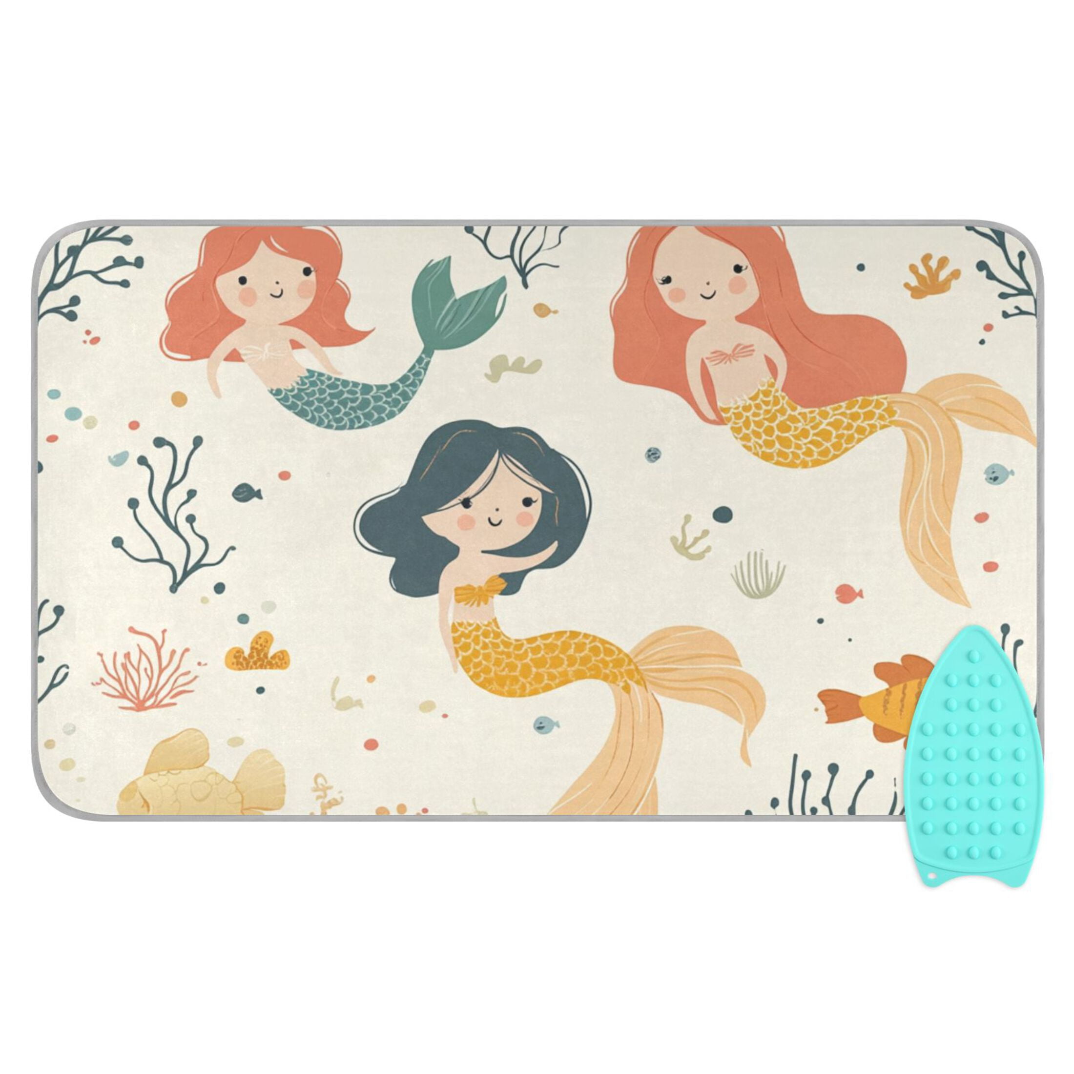 Mermaids Cartoon Ironing Board Covers Heat Resistant Ironing Pad Mat ...