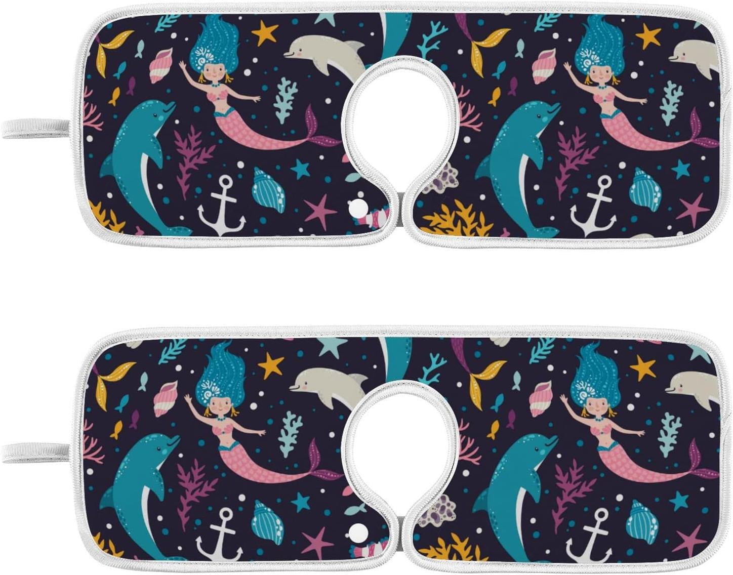 Mermaids Dolphins Summer Sink Splash Guard for Faucet 2 Packs Faucet ...