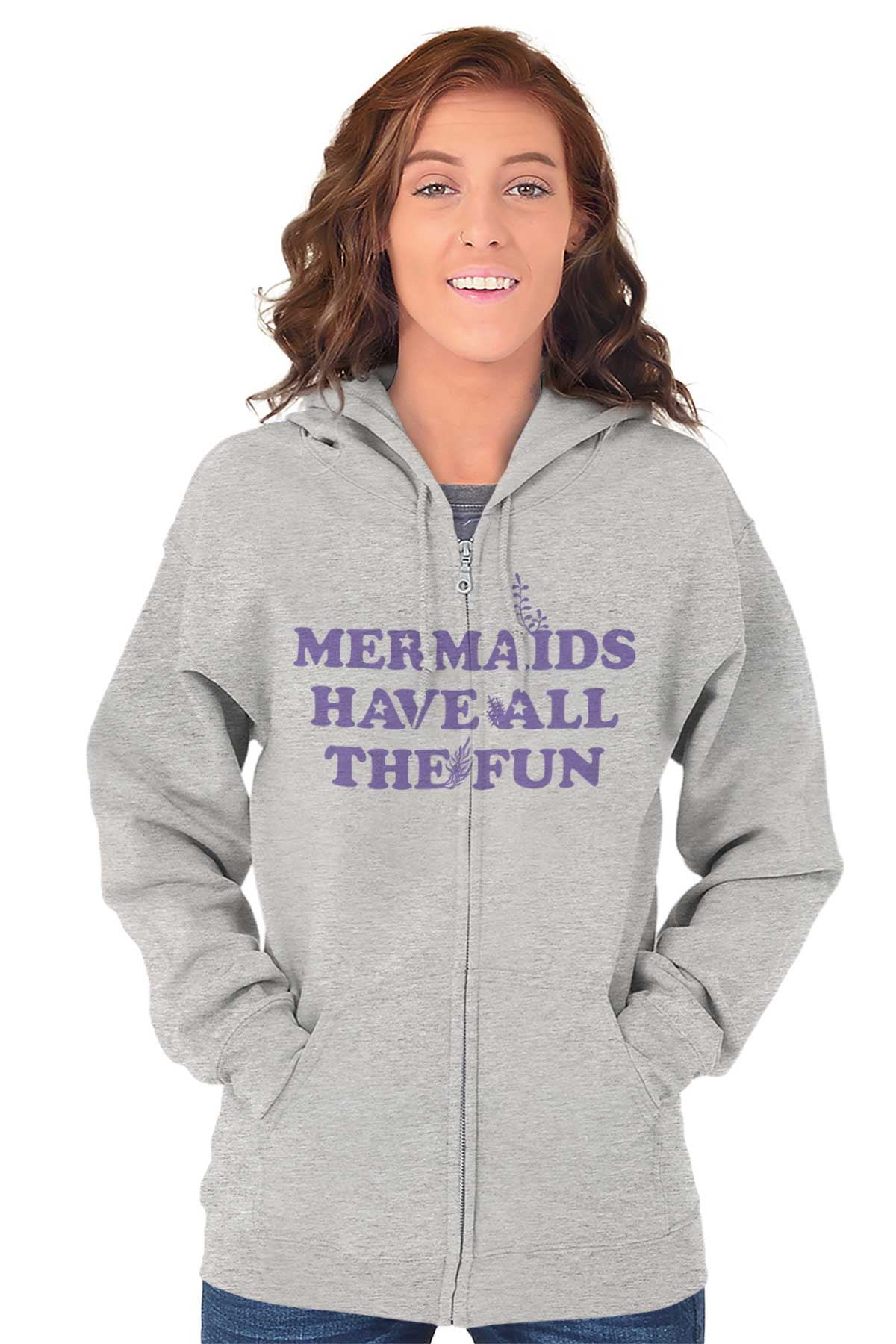 Mermaids Have All The Fun Cute Beach Zip Hoodie Sweatshirt Women Brisco ...
