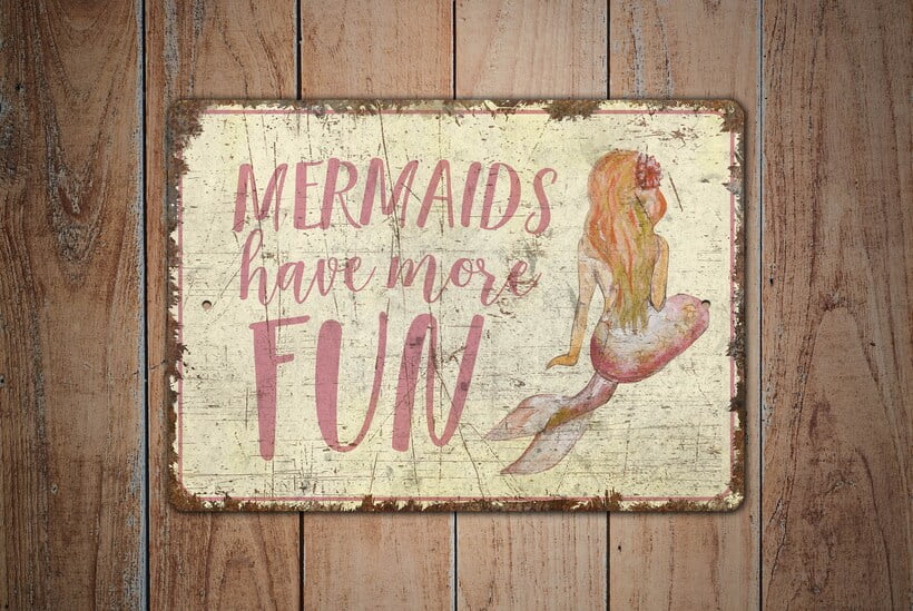Mermaids Have More Fun Mermaid Sign Beach Decor Beach Sign Beach House ...