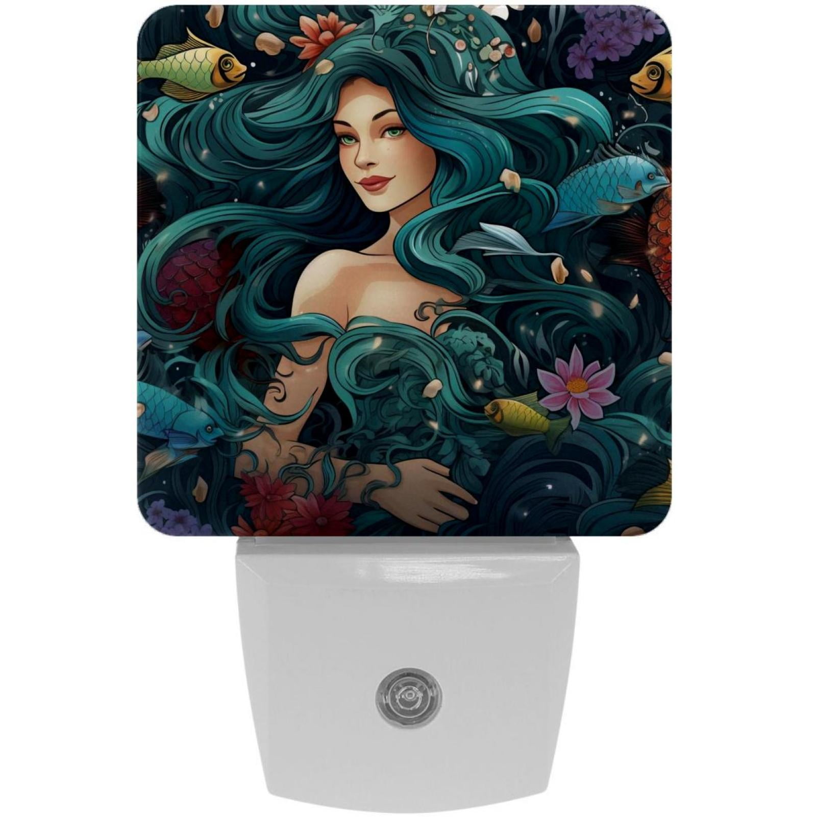 Mermaids LED Square Night Lights - Energy Efficient Plug-in Wall Lamp ...