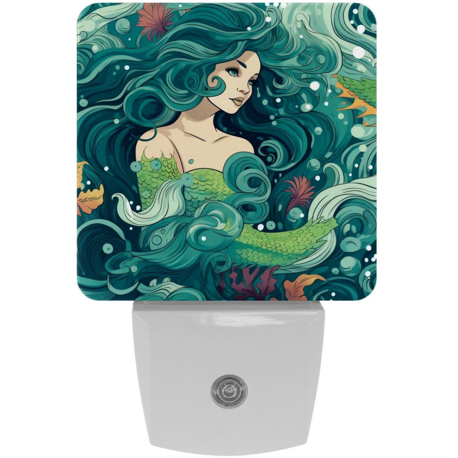 Mermaids LED Square Night Lights - Portable and Stylish for Bedroom and ...