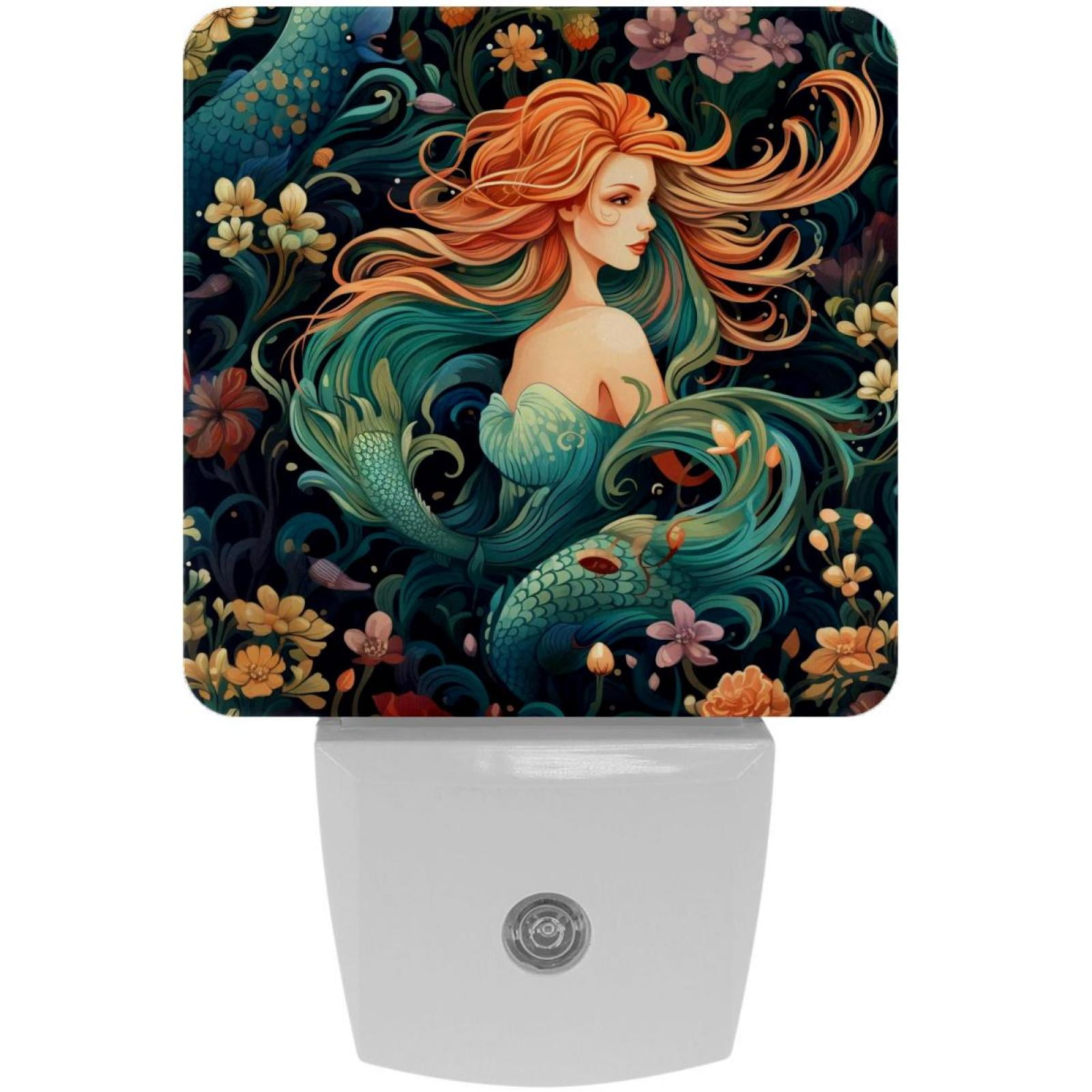 Mermaids LED Square Night Lights - Portable and Stylish for Bedroom and ...