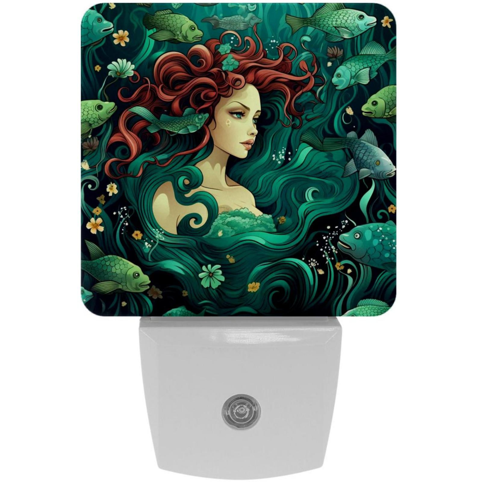 Mermaids LED Square Night Lights - Portable and Stylish for Bedroom and ...
