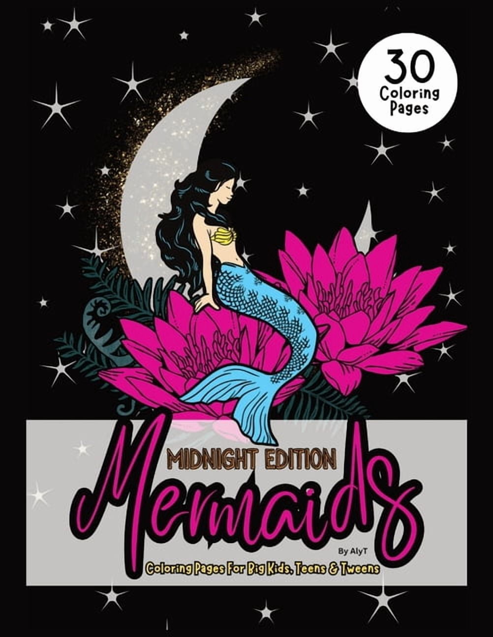 Aquatic Ink Mermaids Midnight Edition Coloring Pages For Big Kids ...
