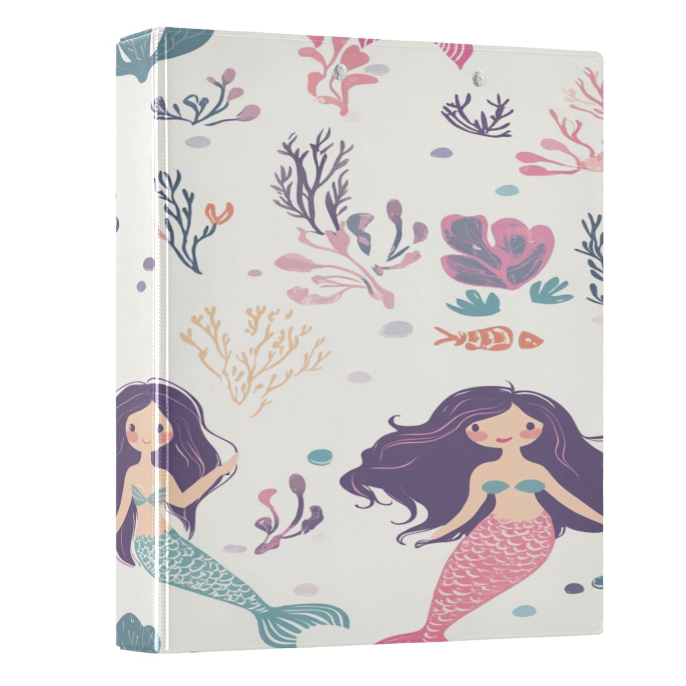 Mermaids Pattern 3 Ring Hardcover Binders 1.5in Round Rings for Letter ...