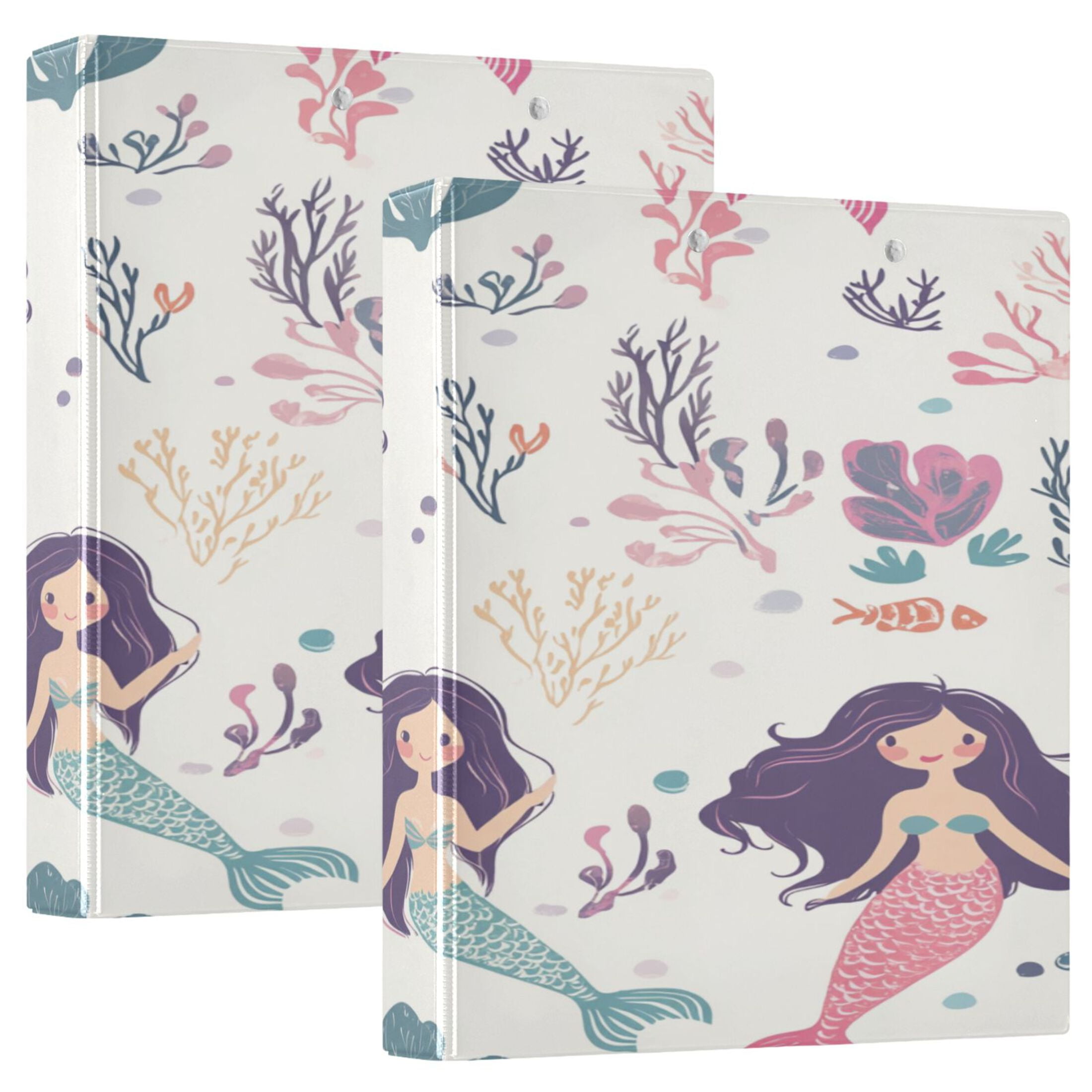 Mermaids Pattern 3 Ring Hardcover Binders 1.5in Round Rings for Letter ...
