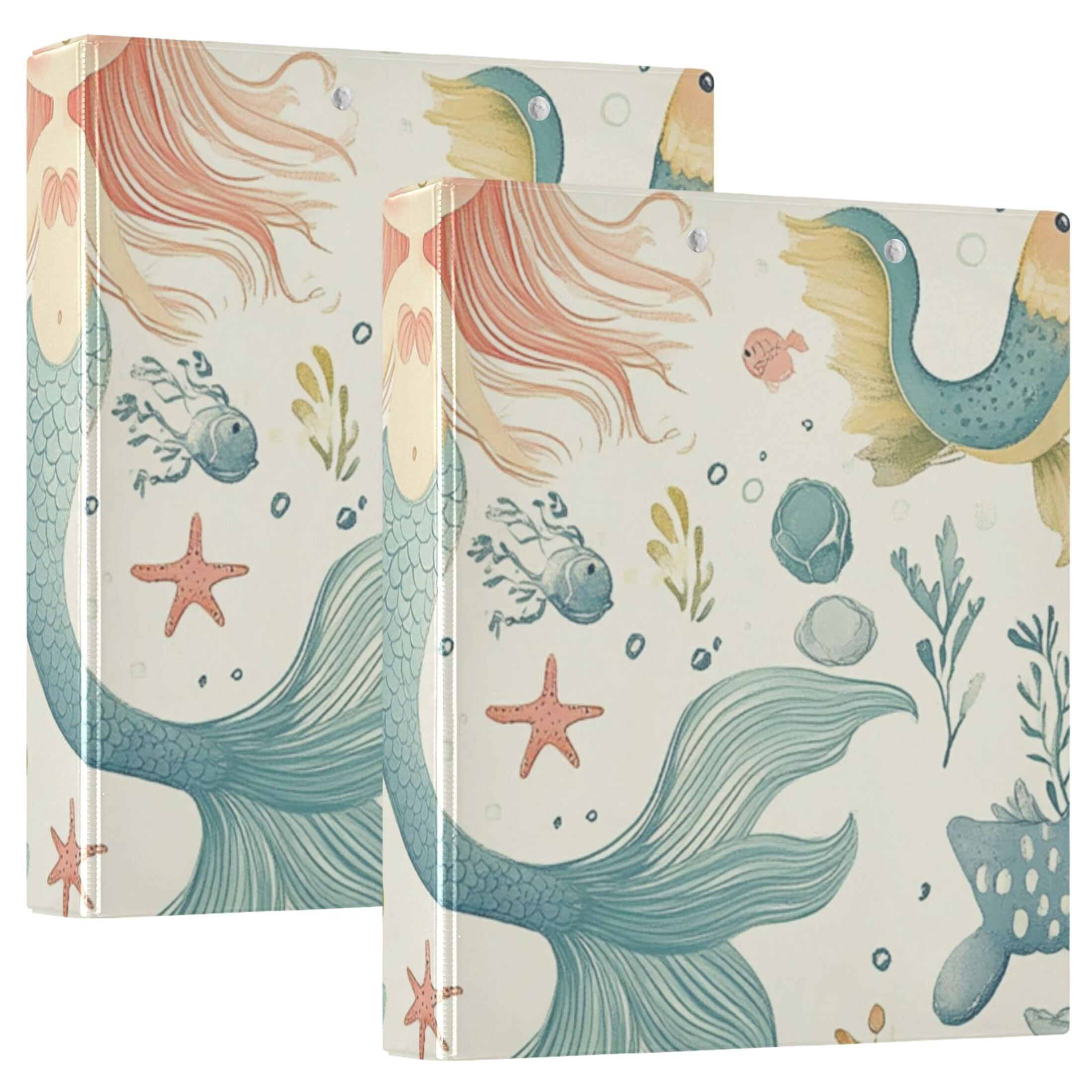 Mermaids Seaweed 3 Ring Binders 1.5 inch Hardcover File Folders with ...