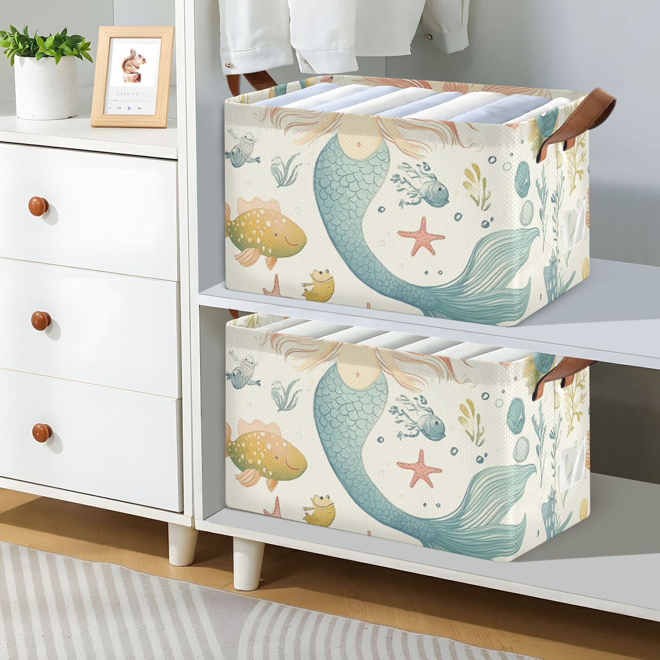 Mermaids Seaweed Foldable Storage Large Fabric Storage Baskets ...