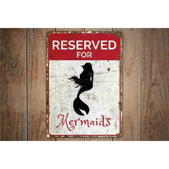 Mermaids Sign Beach Sign Beach Decor Funny Mermaids Sign Vintage Style ...