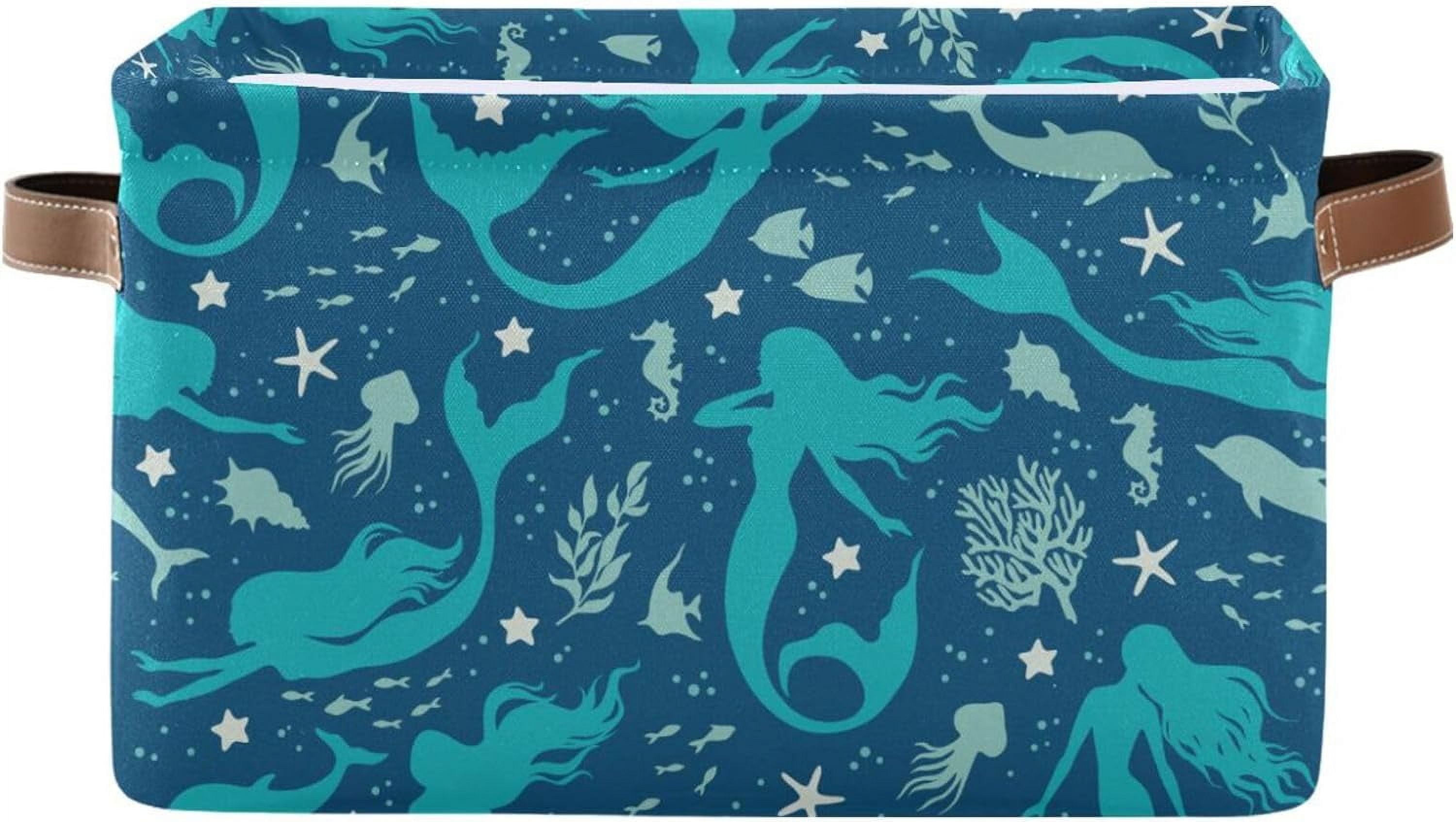 Mermaids Silhouette Storage Basket, Durable Canvas Organizer With ...