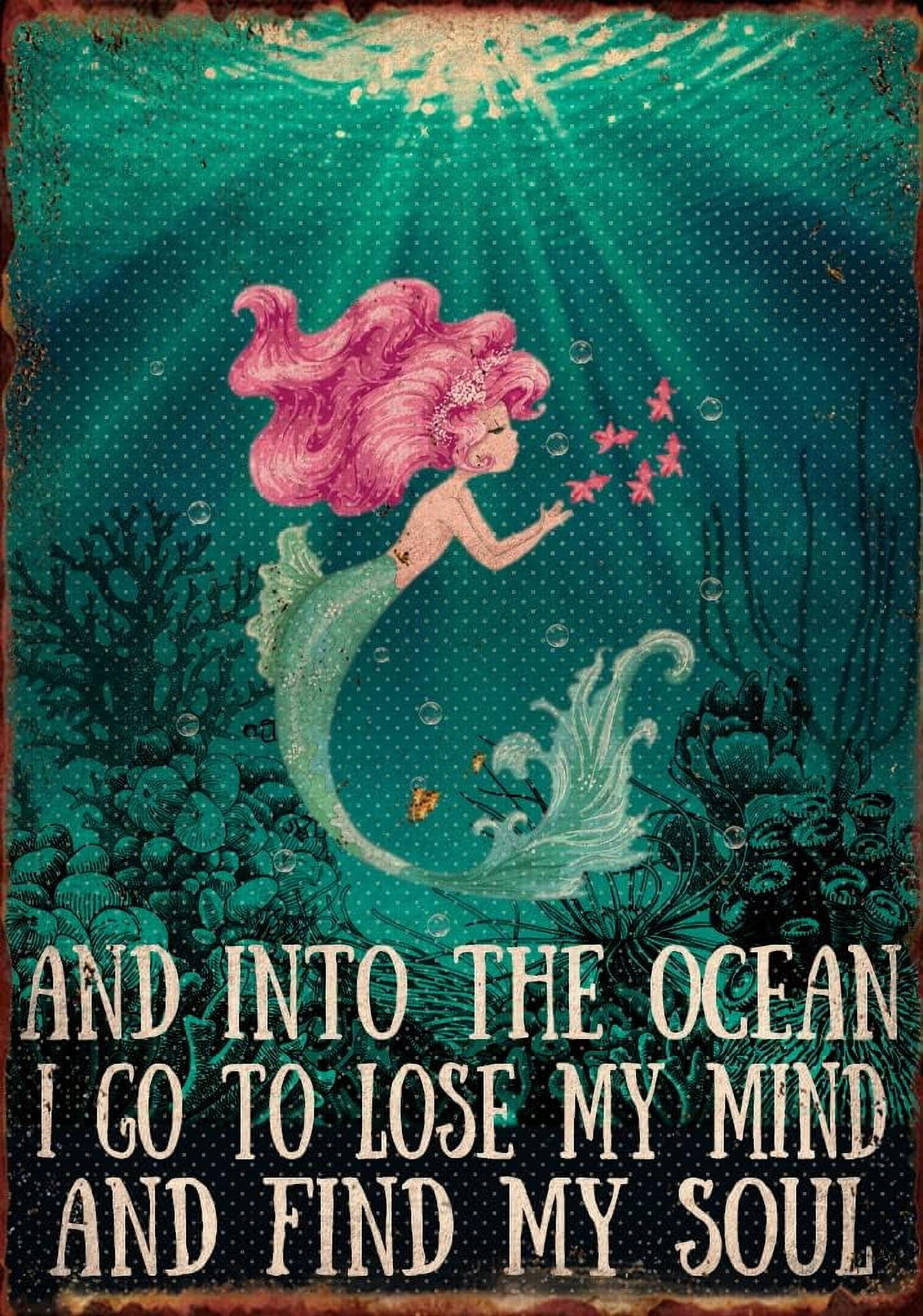 Mermaids The Ocean Posters Hippy Antique Tin Sign Rustic Wall Decor ...