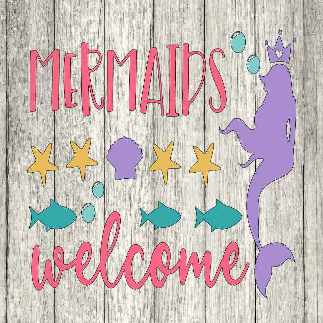 Mermaids Welcome Rustic Farmhouse Style White Wood Sign Wall Décor Gift ...