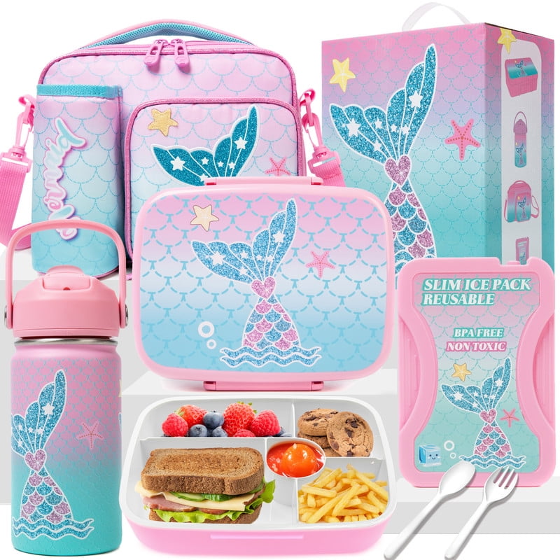 Mermaild Bento Box For Kids Cute Lunch Box For Girls with Insulated ...