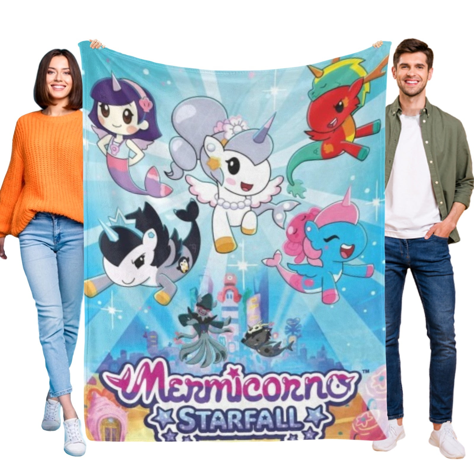 Mermicorno Starfall-Anti-Pilling Flannel Blanket Soft Lightweight Plush ...
