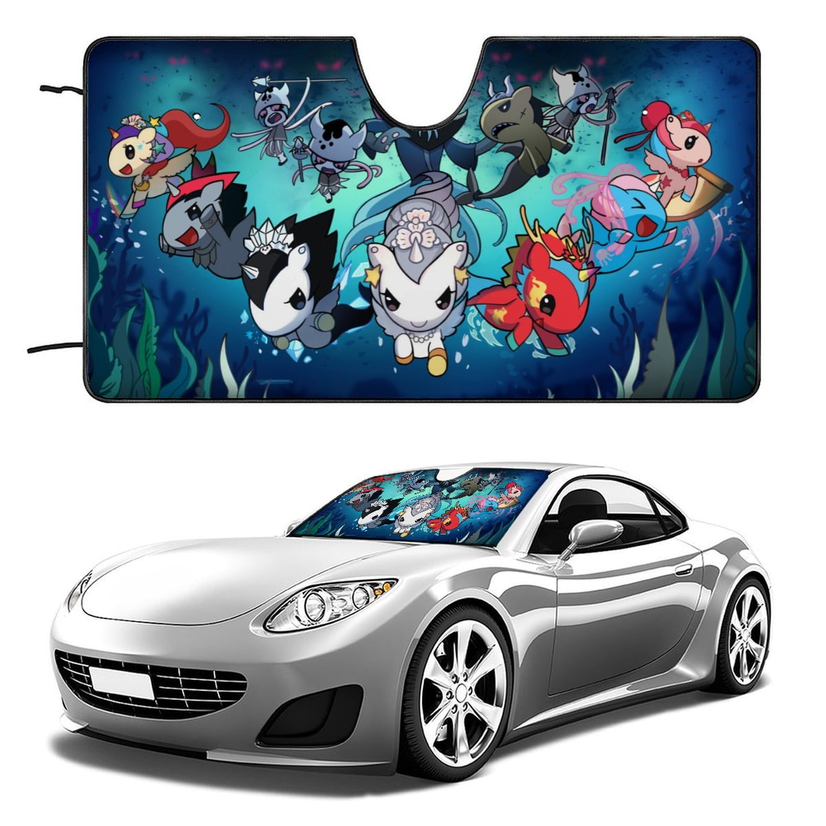 Mermicorno Starfall-theme Windshield Sun Shade Front Protector Folding ...