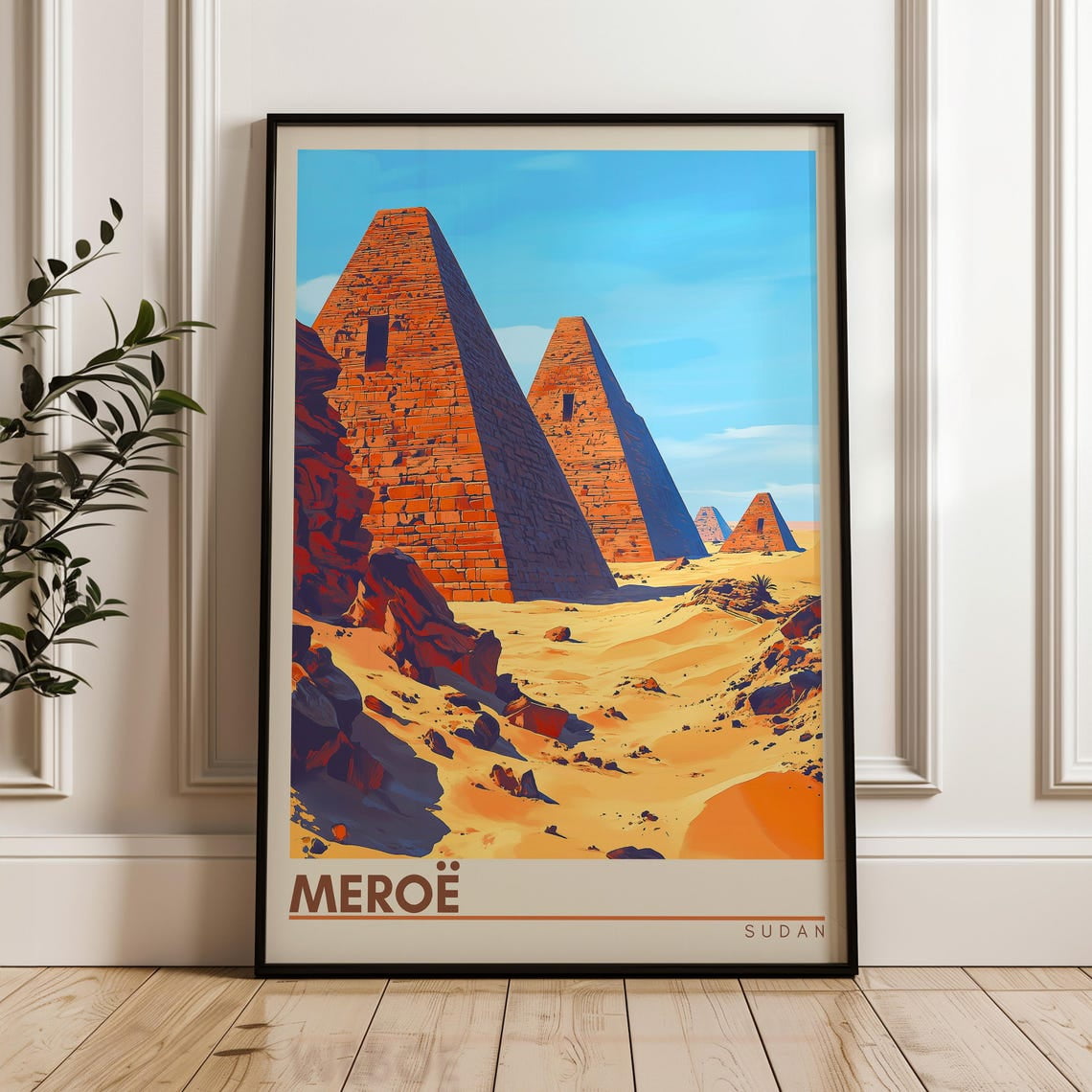 Meroe Pyramids Travel Poster - Sudan Wall Art Print, African ...