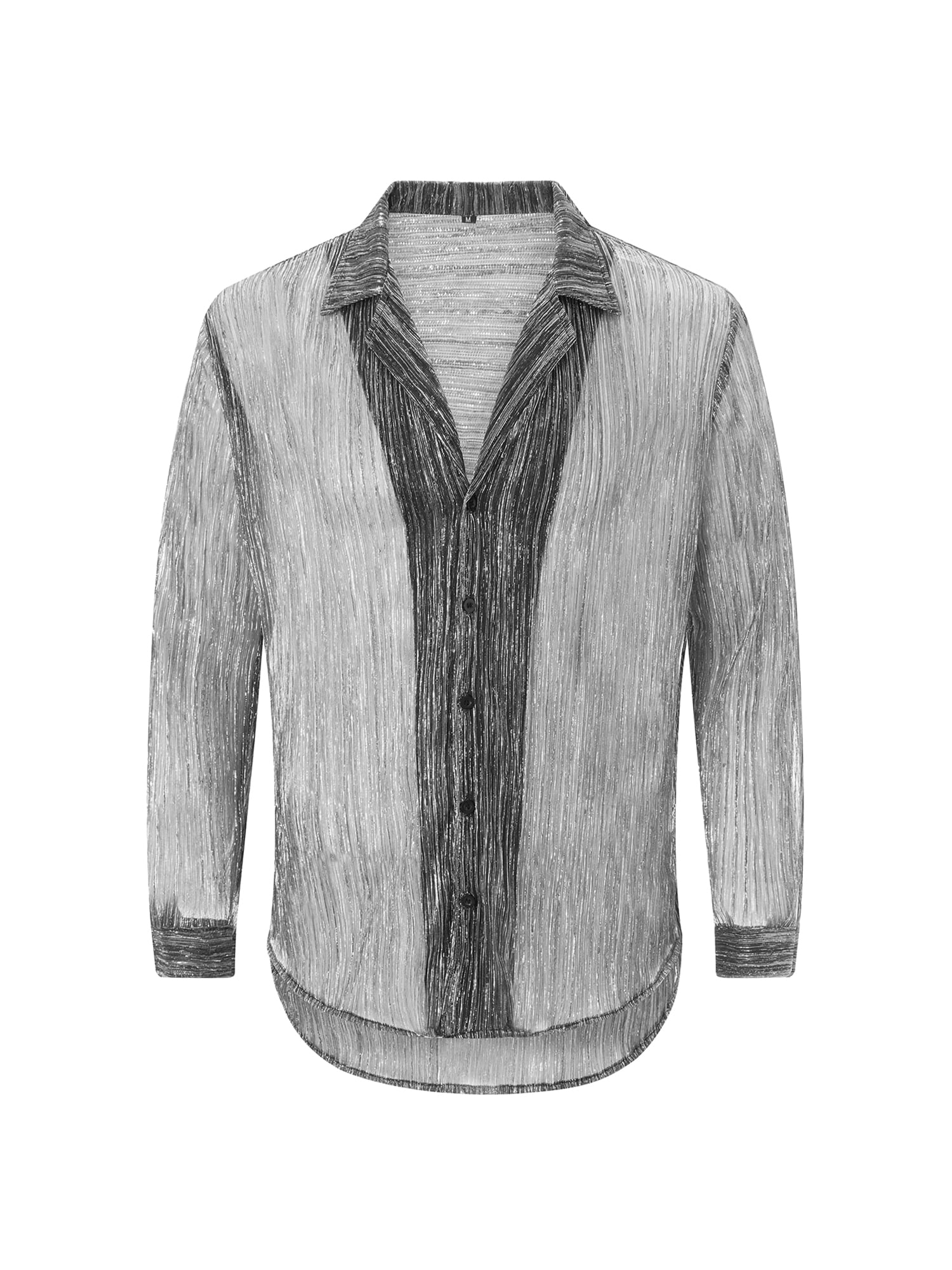 Merqwadd Men Button Down Glitter Shirts Long Sleeve Lapel Collar See ...