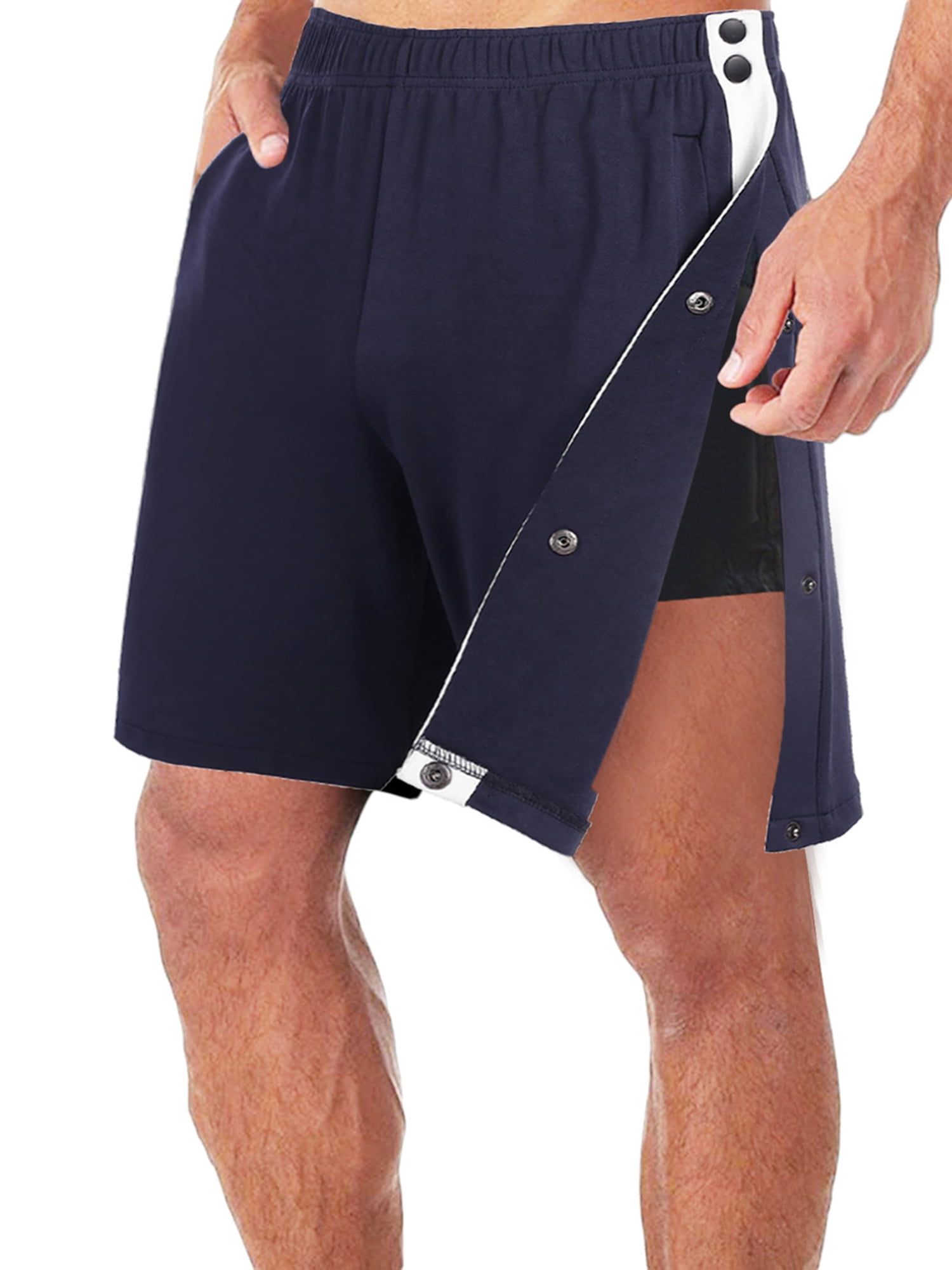 Merqwadd Men Tear Away Shorts Workout Snap Button up Athletic Shorts ...