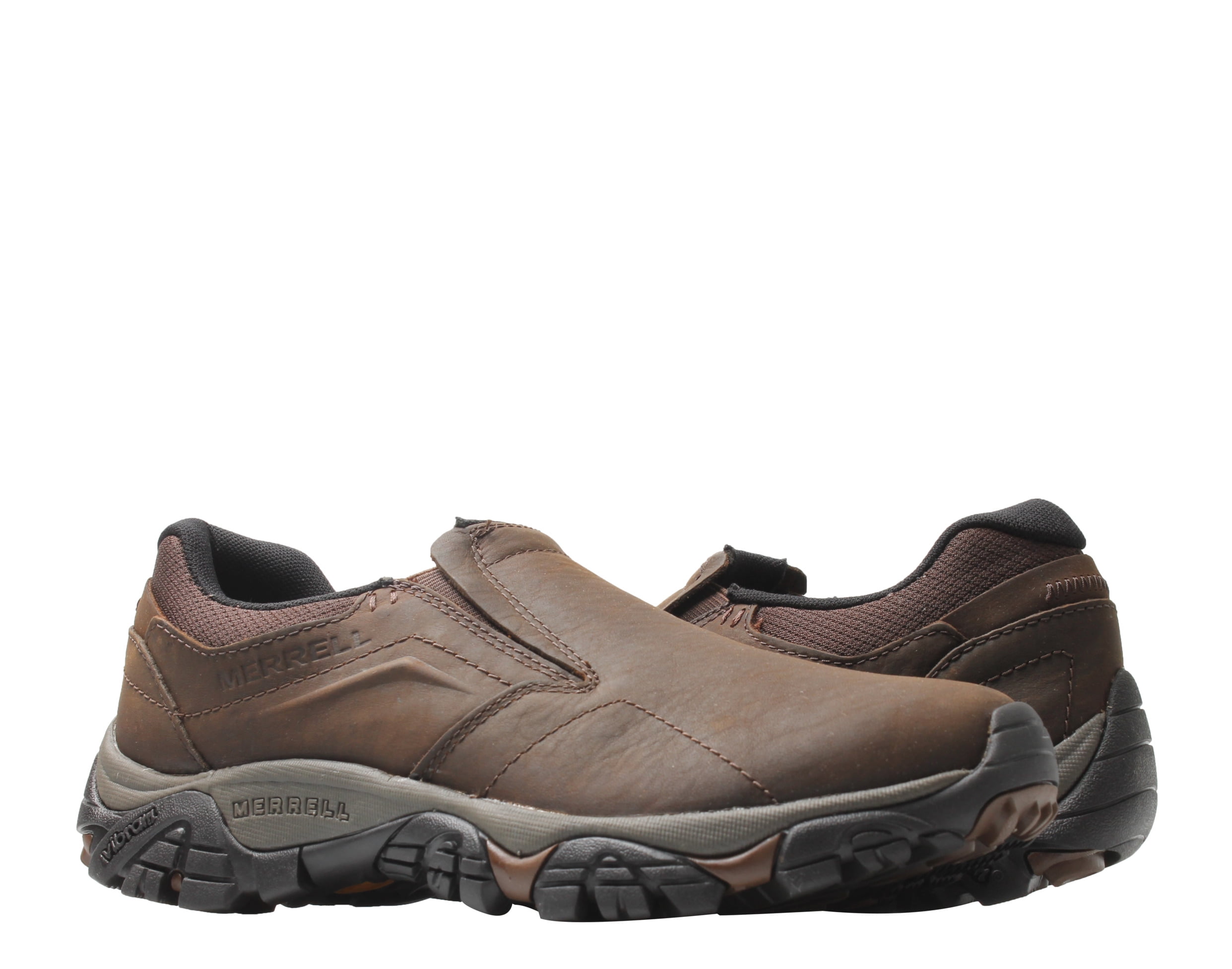 Merrell Men's Moab Adventure Moc Slip-On Shoes, Nubuck Leather, Dark ...