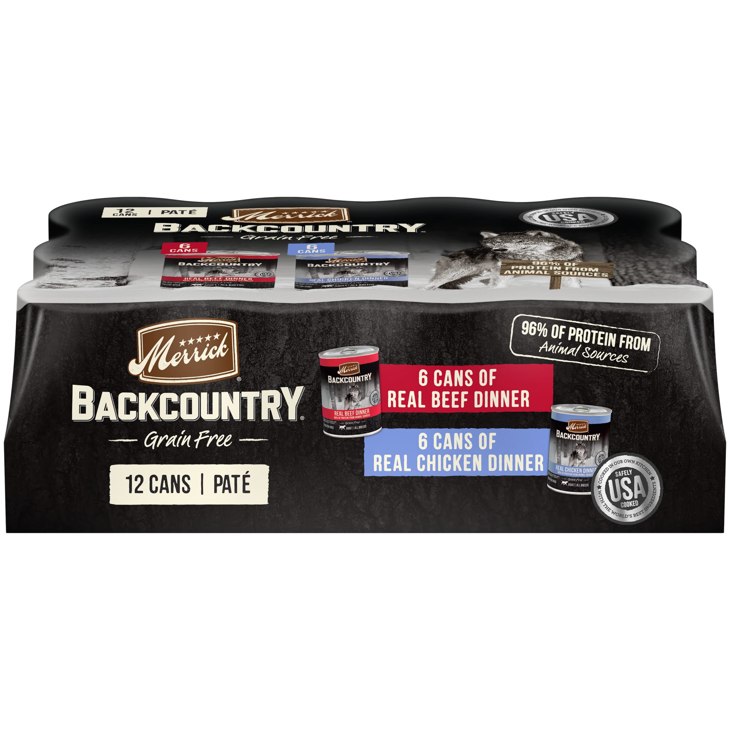 Merrick Backcountry Grain Free Wet Dog Food Variety Pack, Real Beef and ...