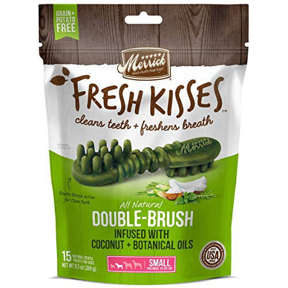 Merrick Fresh Kisses Small Oral Care Dental Dog Treats; For Dogs 15-25 ...