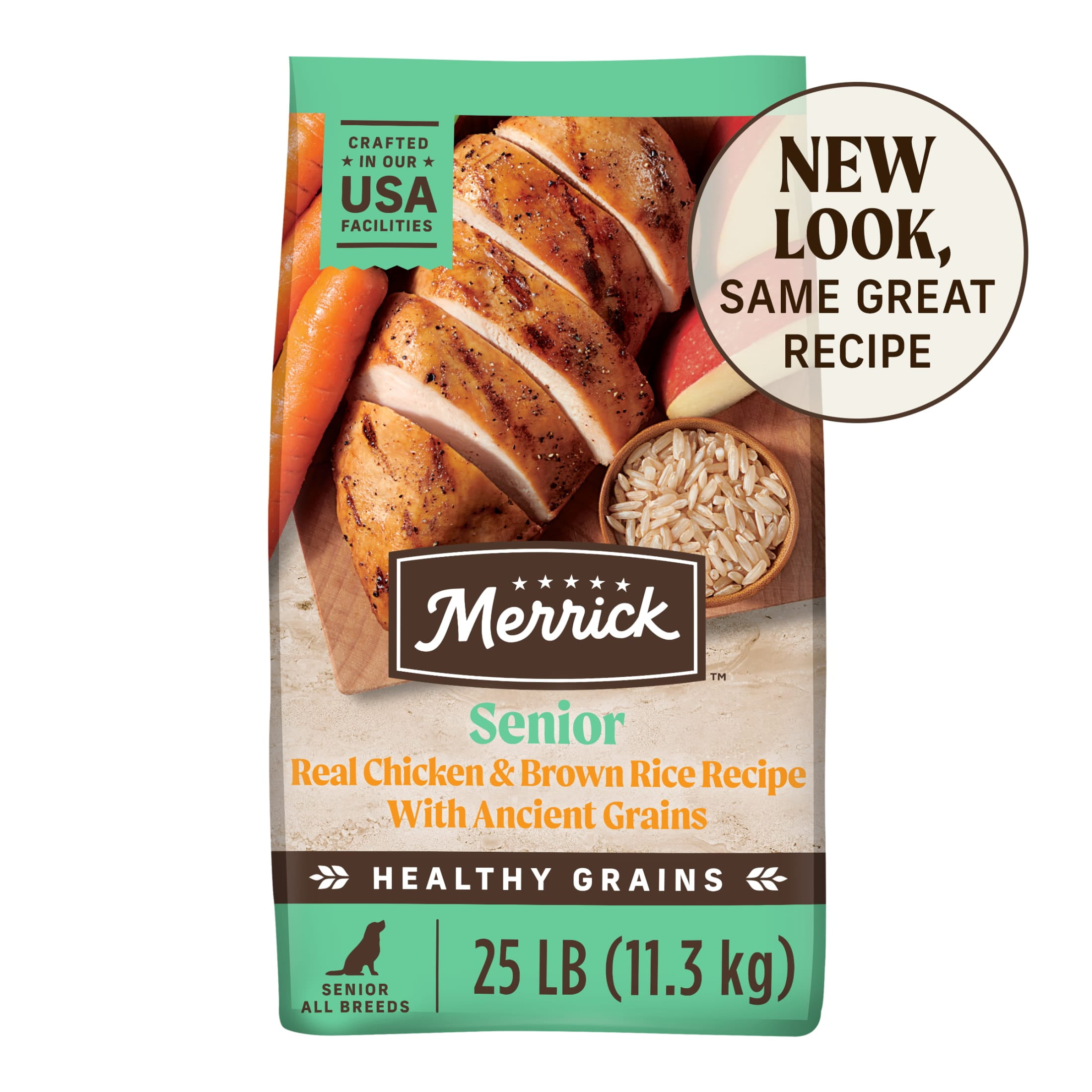 Merrick Healthy Grains Dry Dog Food for Seniors, High-Protein Real ...