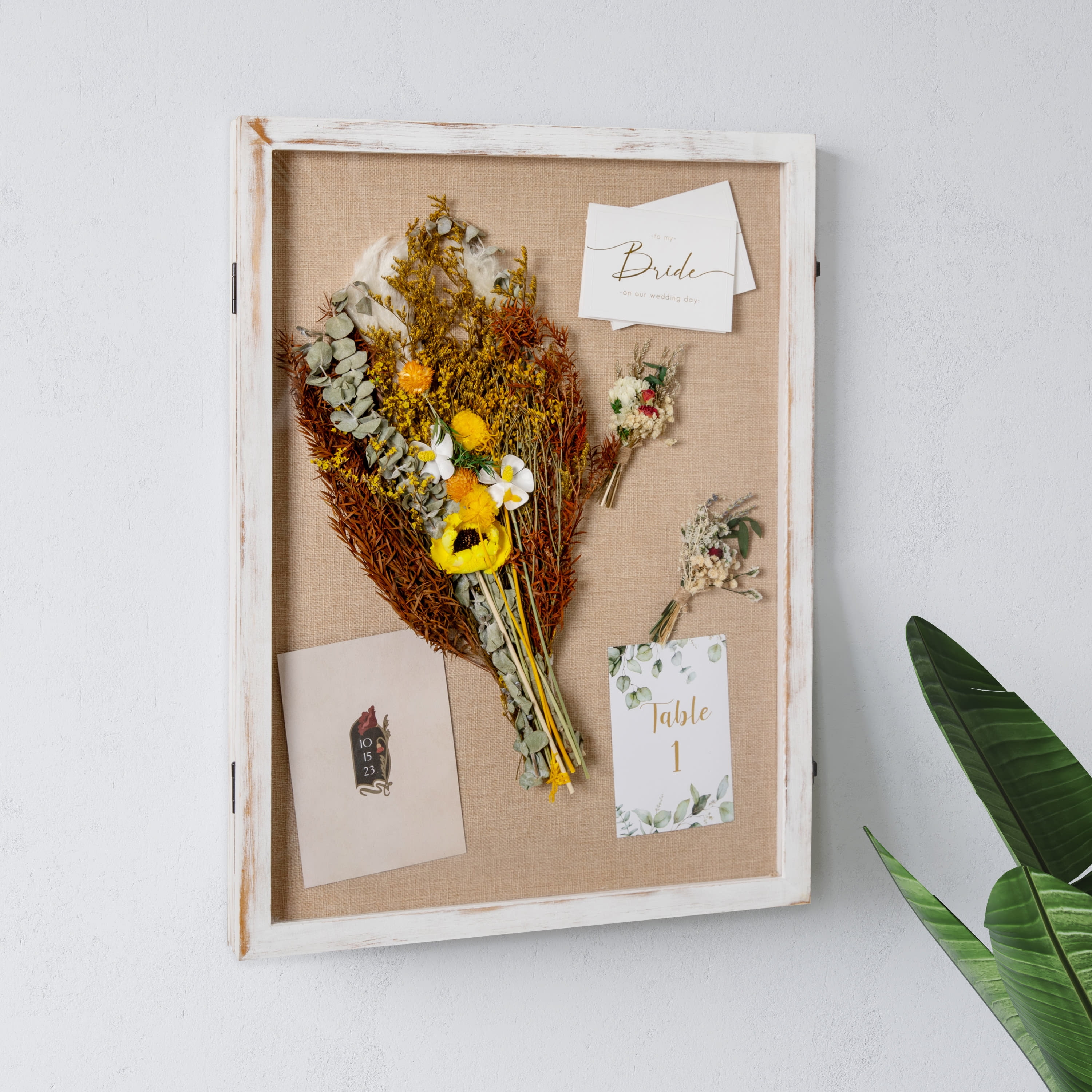 Merrick Lane 18x24 Wooden Display Case with Linen Overlay in Whitewash ...