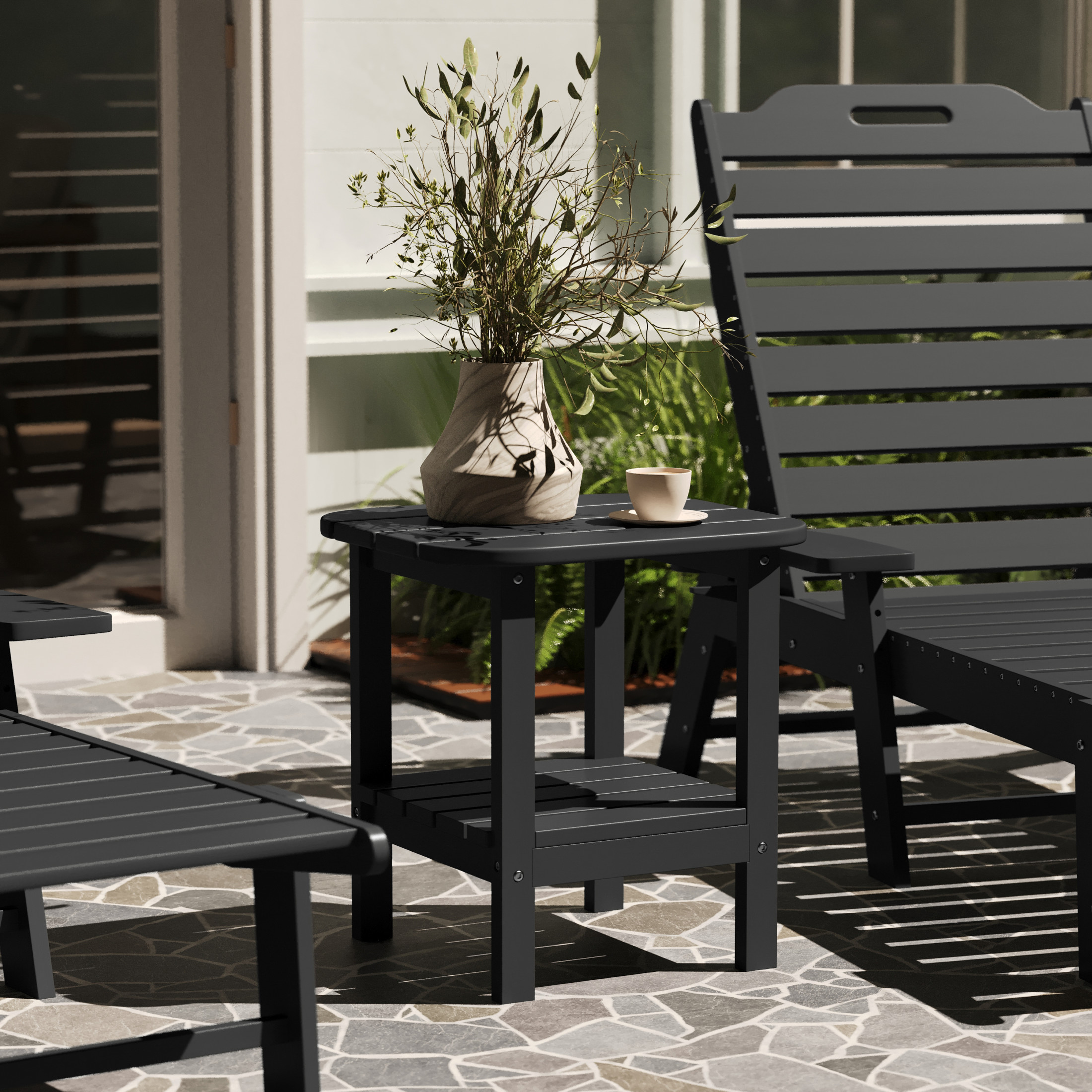 Merrick Lane 2-Tier Adirondack Side Table, All-Weather HDPE Indoor ...