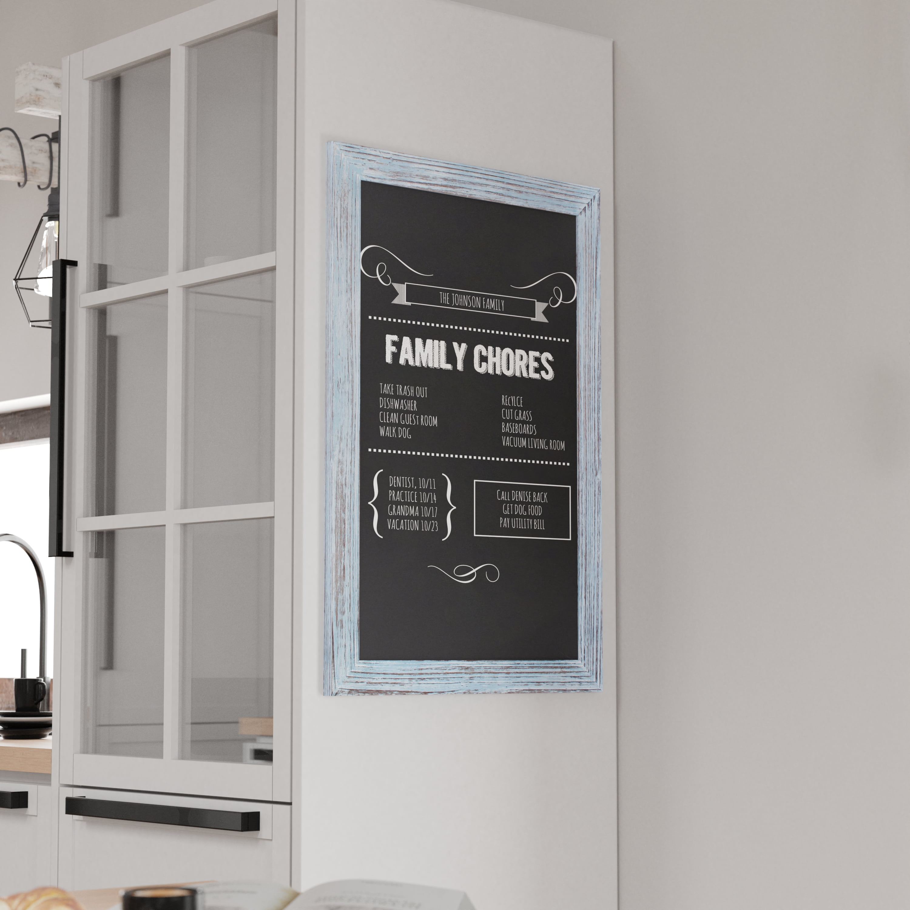 Merrick Lane 20" x 30" Rustic Blue Wall Mount Magnetic Chalkboard Sign ...