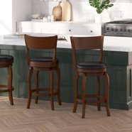 Merrick Lane 30" Espresso Classic Wooden Ladderback Swivel Counter Bar ...